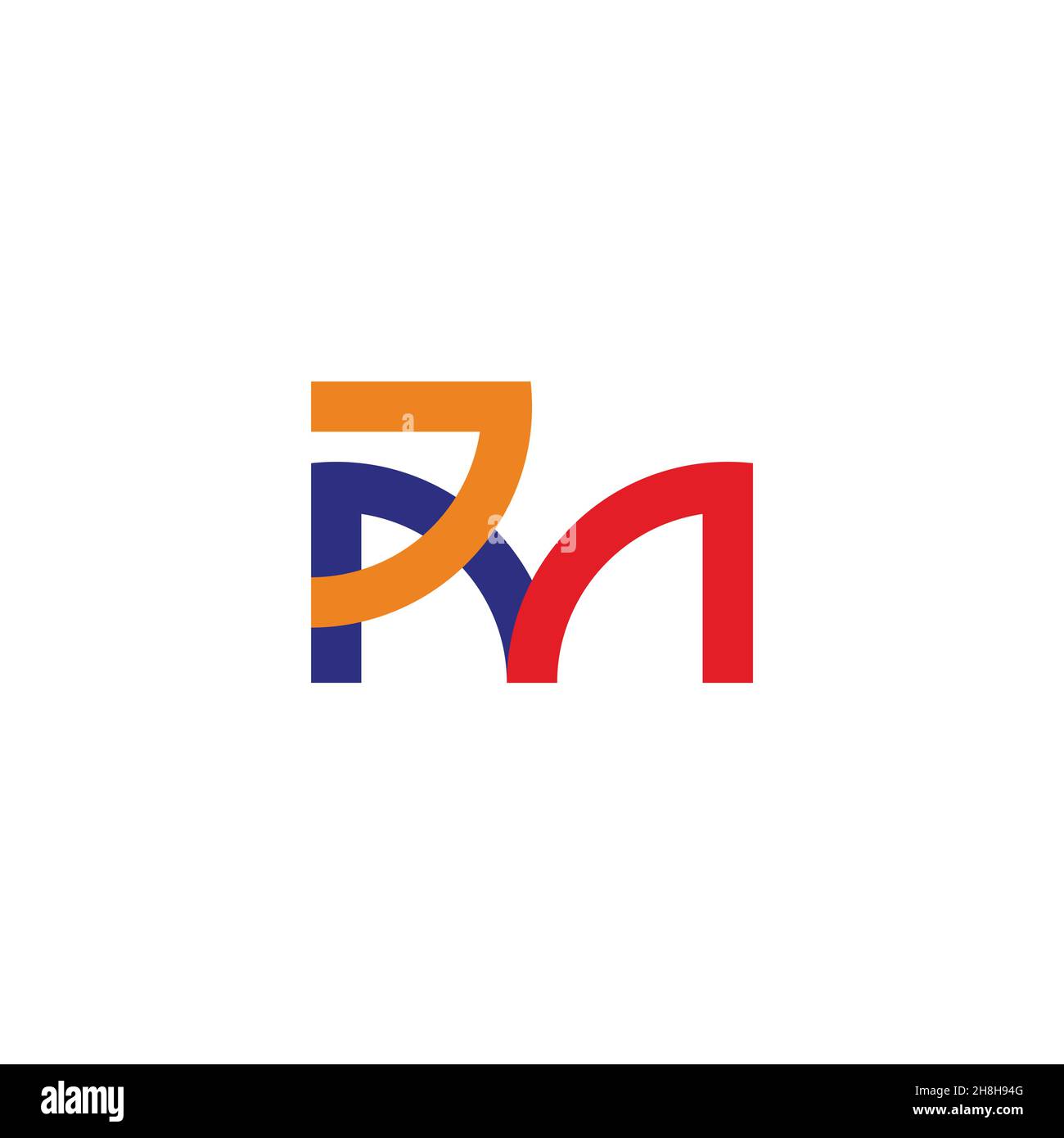 letter pm linked line geometric simple colorful logo vector Stock ...