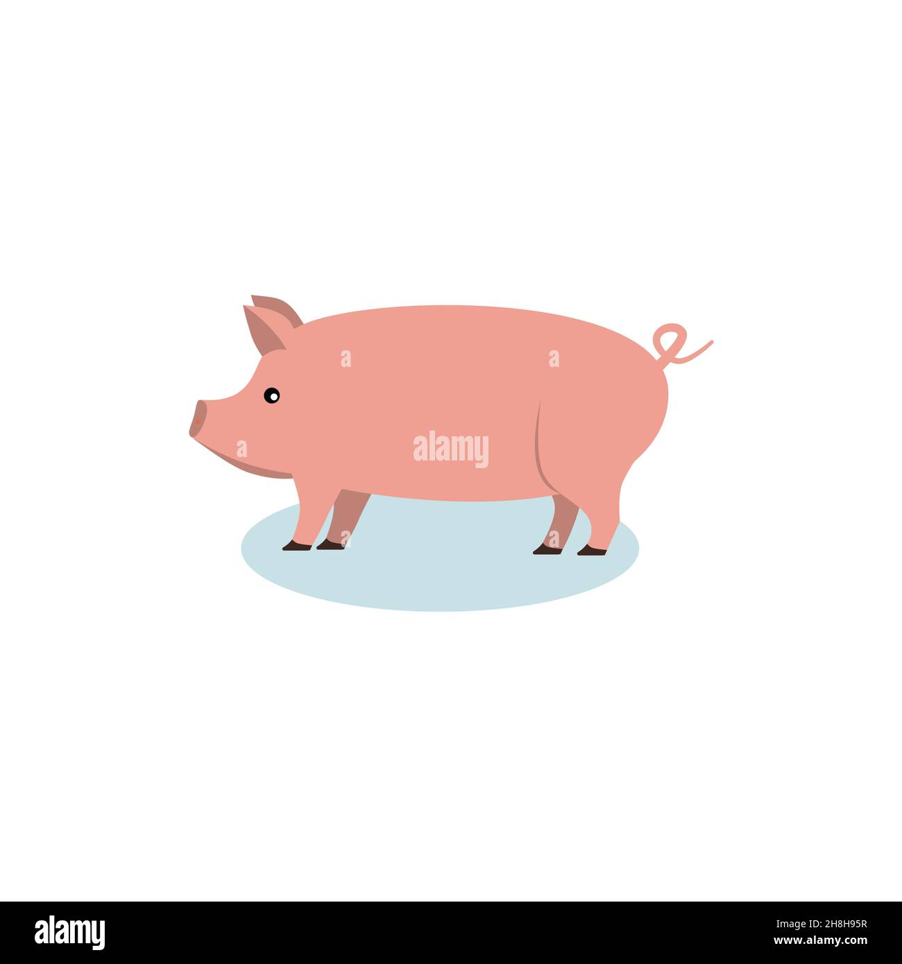Pink pig in flat style isolated on white background. Pig icon for web ...