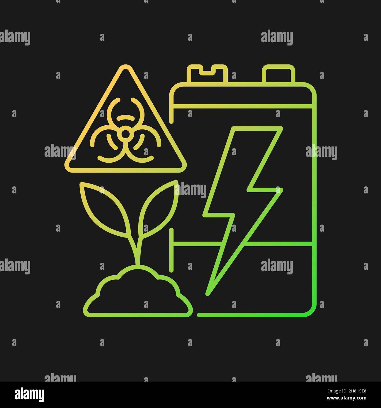 Battery soil contamination threat gradient vector icon for dark theme ... Battery soil contamination threat gradient vector icon for dark theme ...
