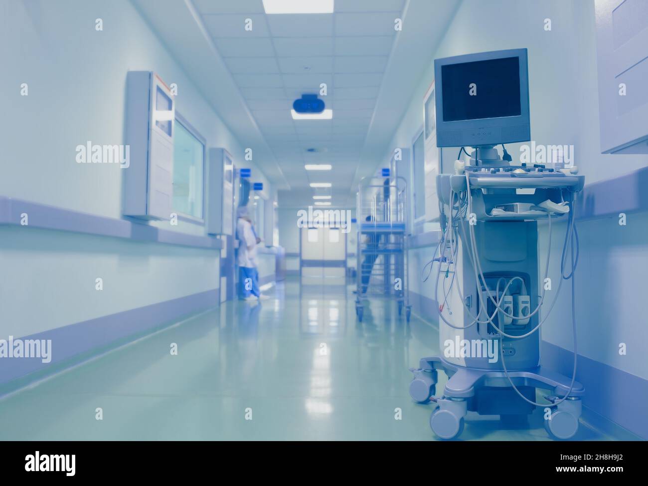 Medical staff in the hospital foyer on the background of technical ...