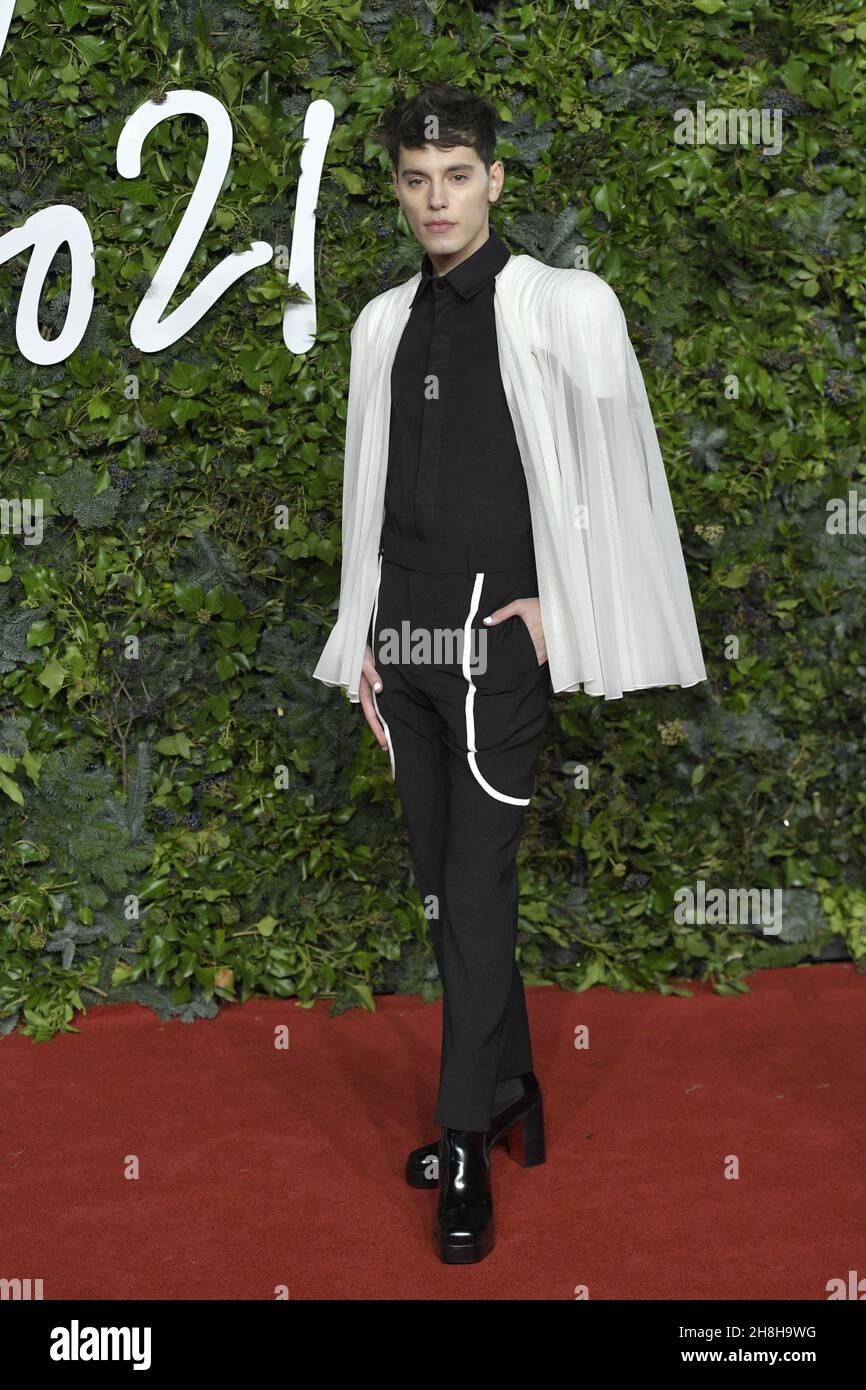 Max Harwood attending The Fashion Awards 2021 at the Royal Albert Hall ...
