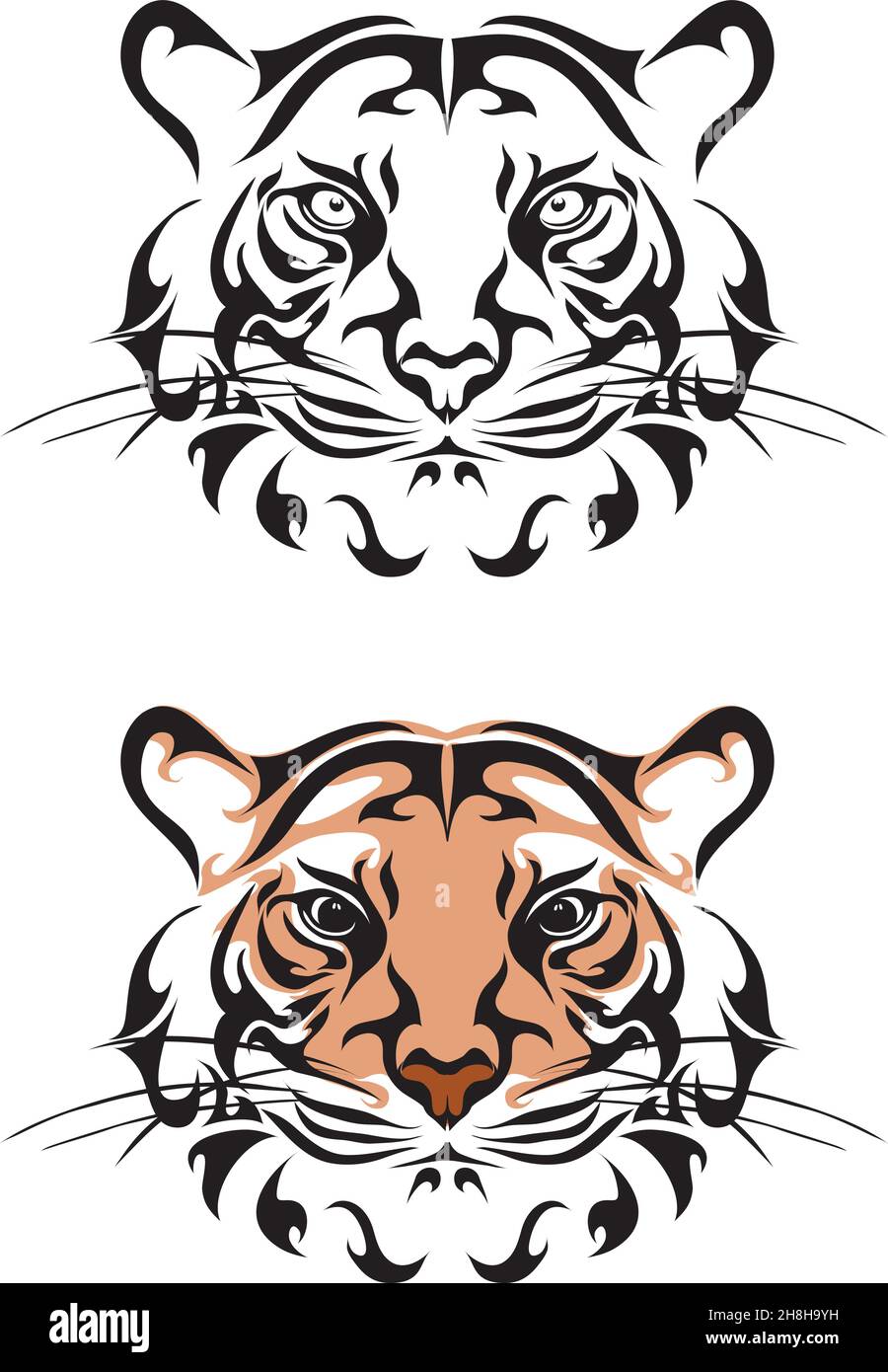 tiger portrait image for trademark, logo, illustration, black and color ...