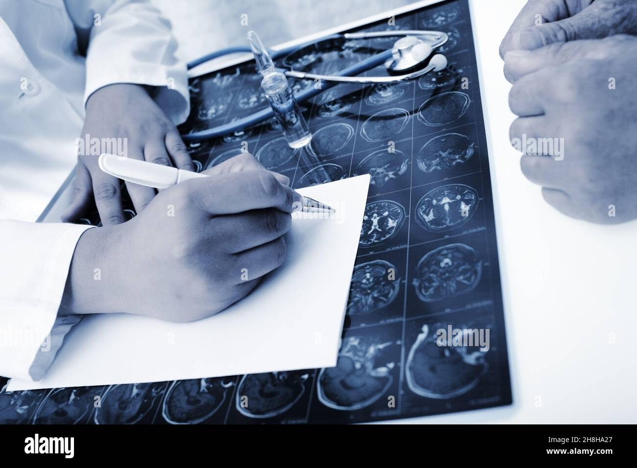Patient visiting the doctor's office after the clinical examination ...
