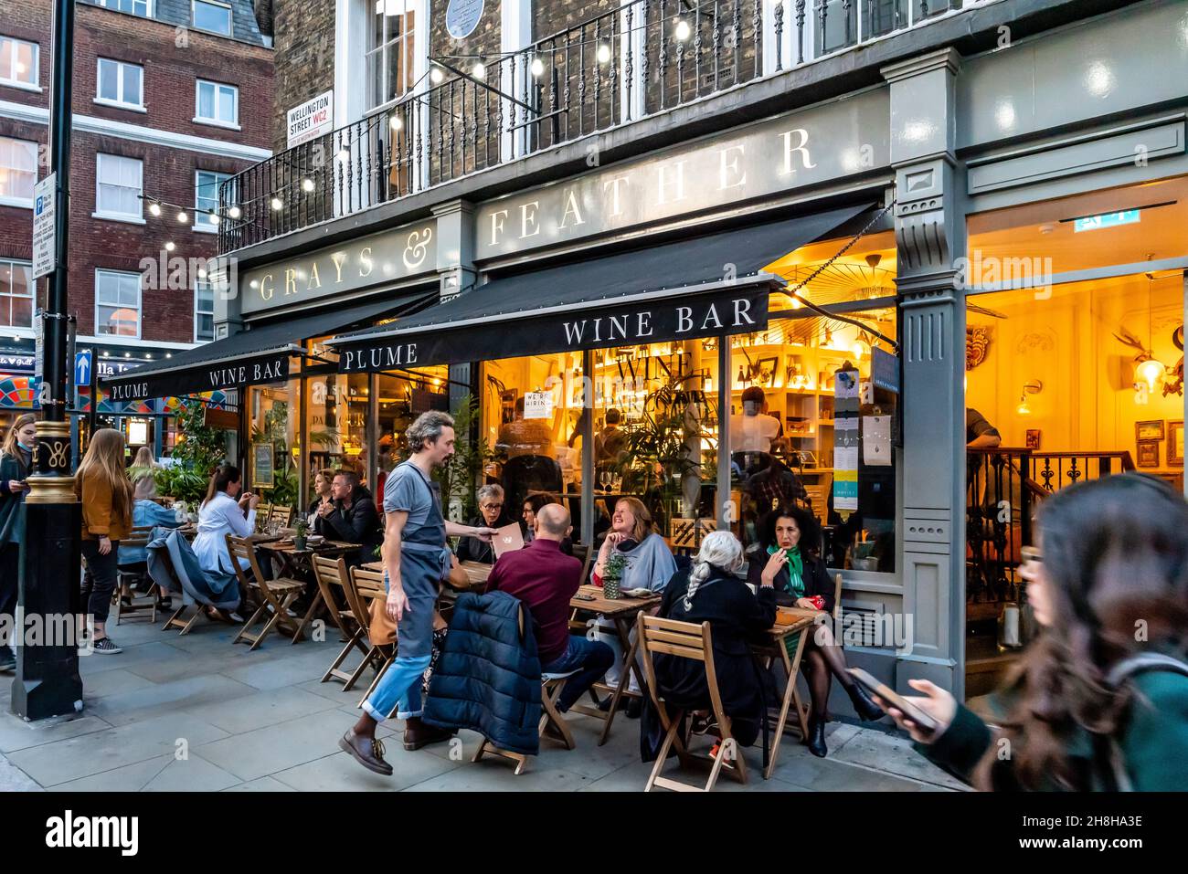 Customers Sitting Outside The Plume Wine Bar, Wellington Street, Covent ...
