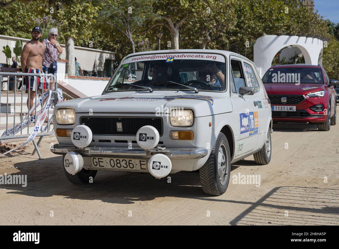BARCELONA, SPAIN - Nov 03, 2021: A closeup of a SEAT 127 featured at the XVIII Costa Brava ...