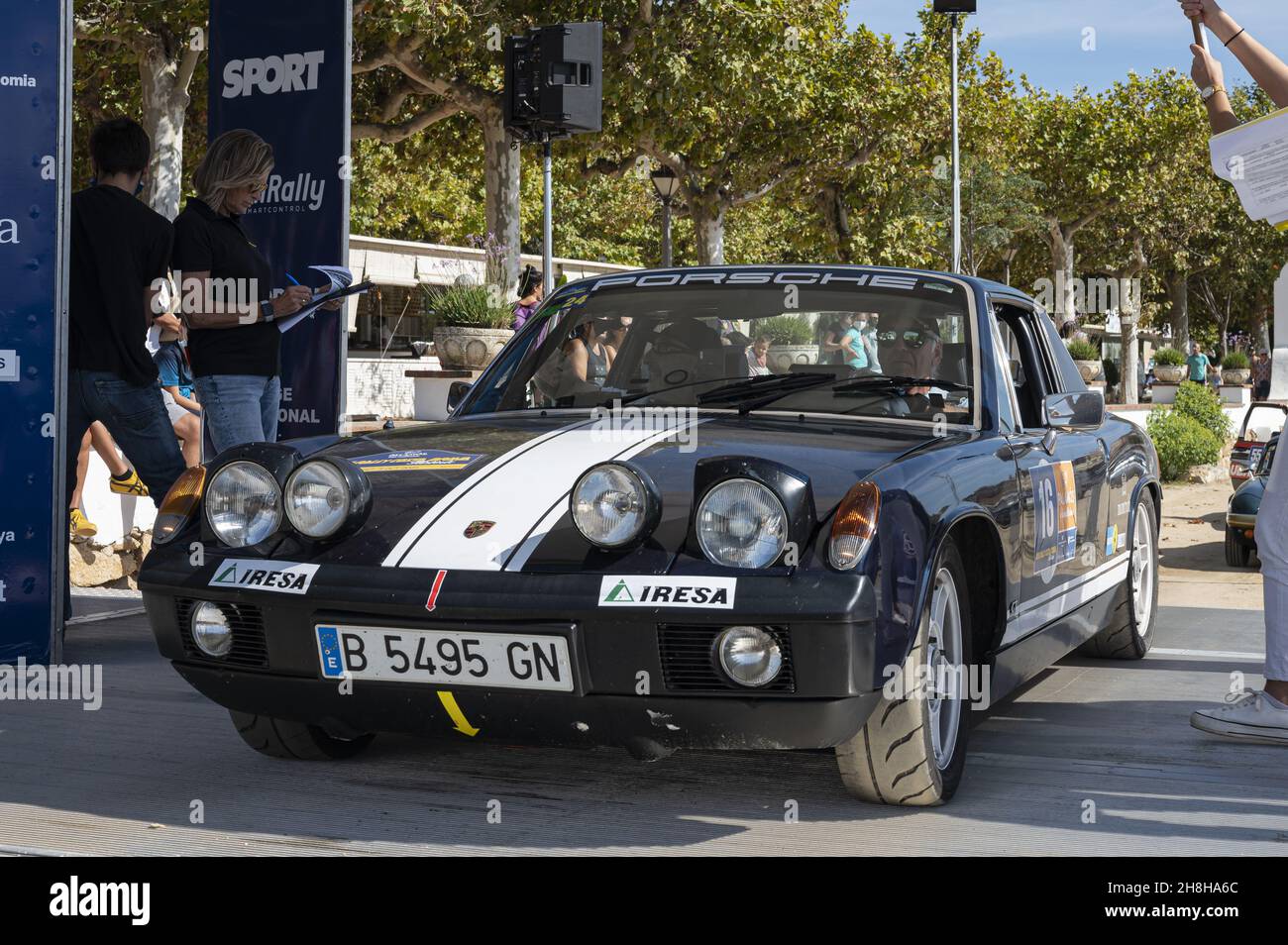 BARCELONA, SPAIN - Nov 03, 2021: A closeup of a Porsche 914 featured at ...