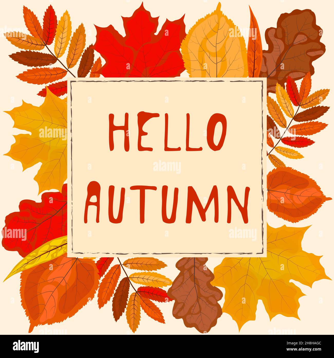 Hello autumn leaves Stock Vector Images - Alamy