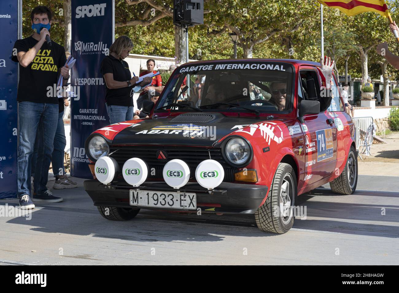 PALAMOS, SPAIN - Nov 03, 2021: An Autobianchi A112 Abarth featured at the XVIII Costa Brava ...