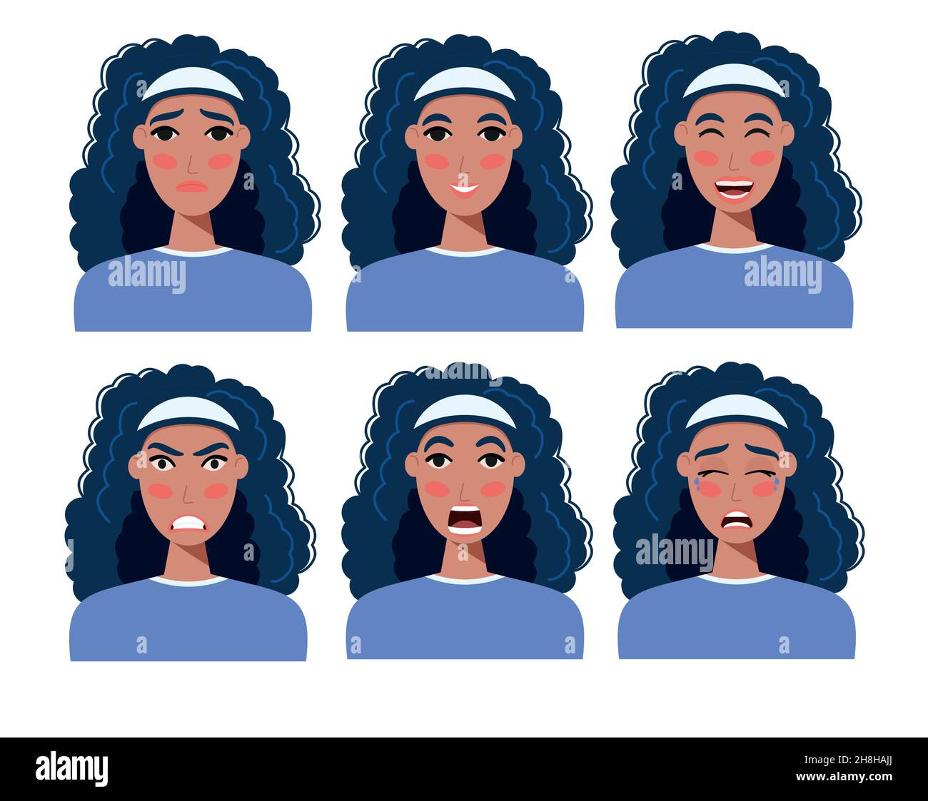 People avatar womens set with different emotions Stock Vector Image ...