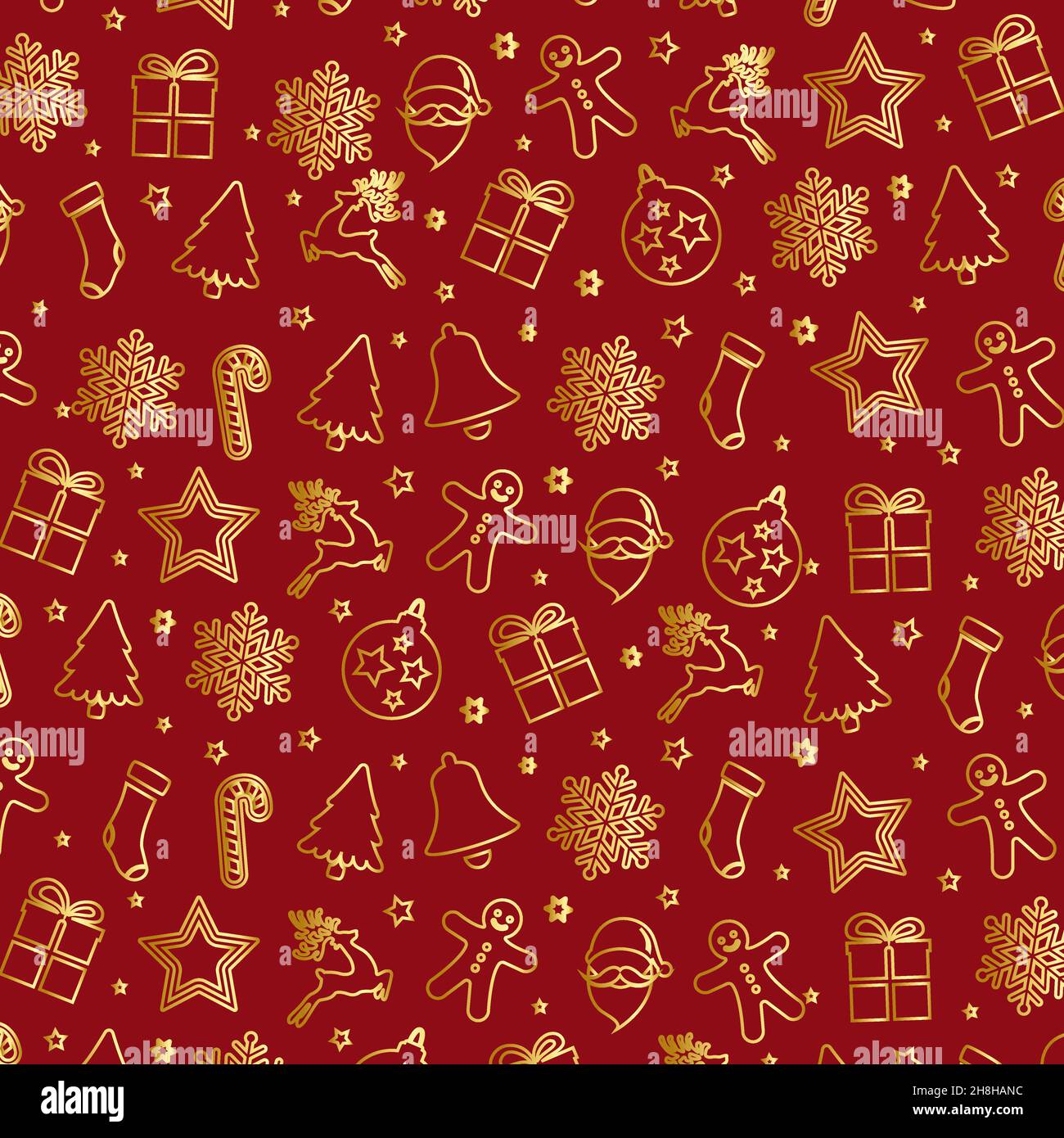 Christmas Element Pattern In Gold And Red Color Stock Vector Image ...