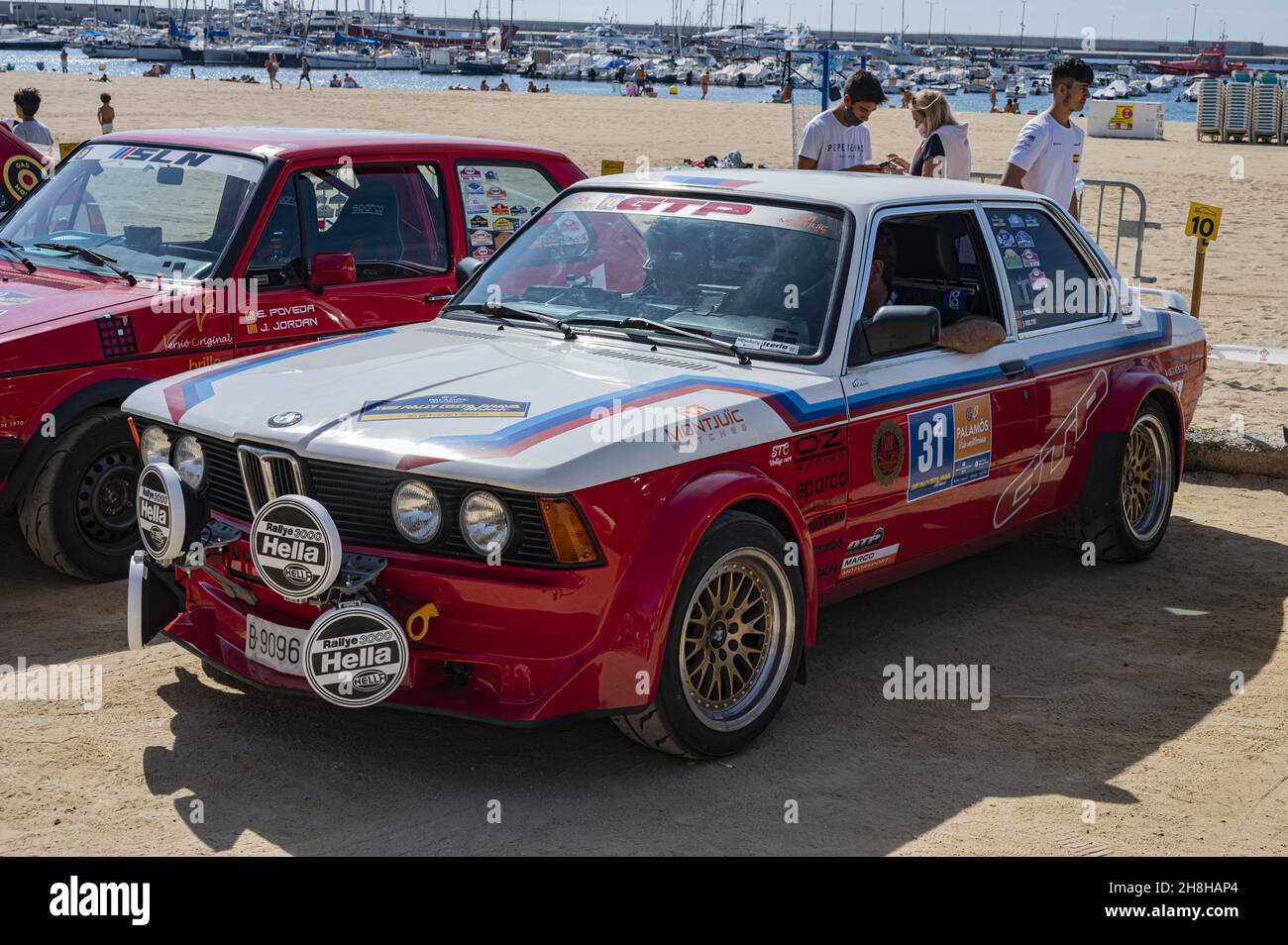 PALAMOS, SPAIN - Nov 03, 2021: A closeup of a BMW E21 featured at the XVIII Costa Brava Historic ...
