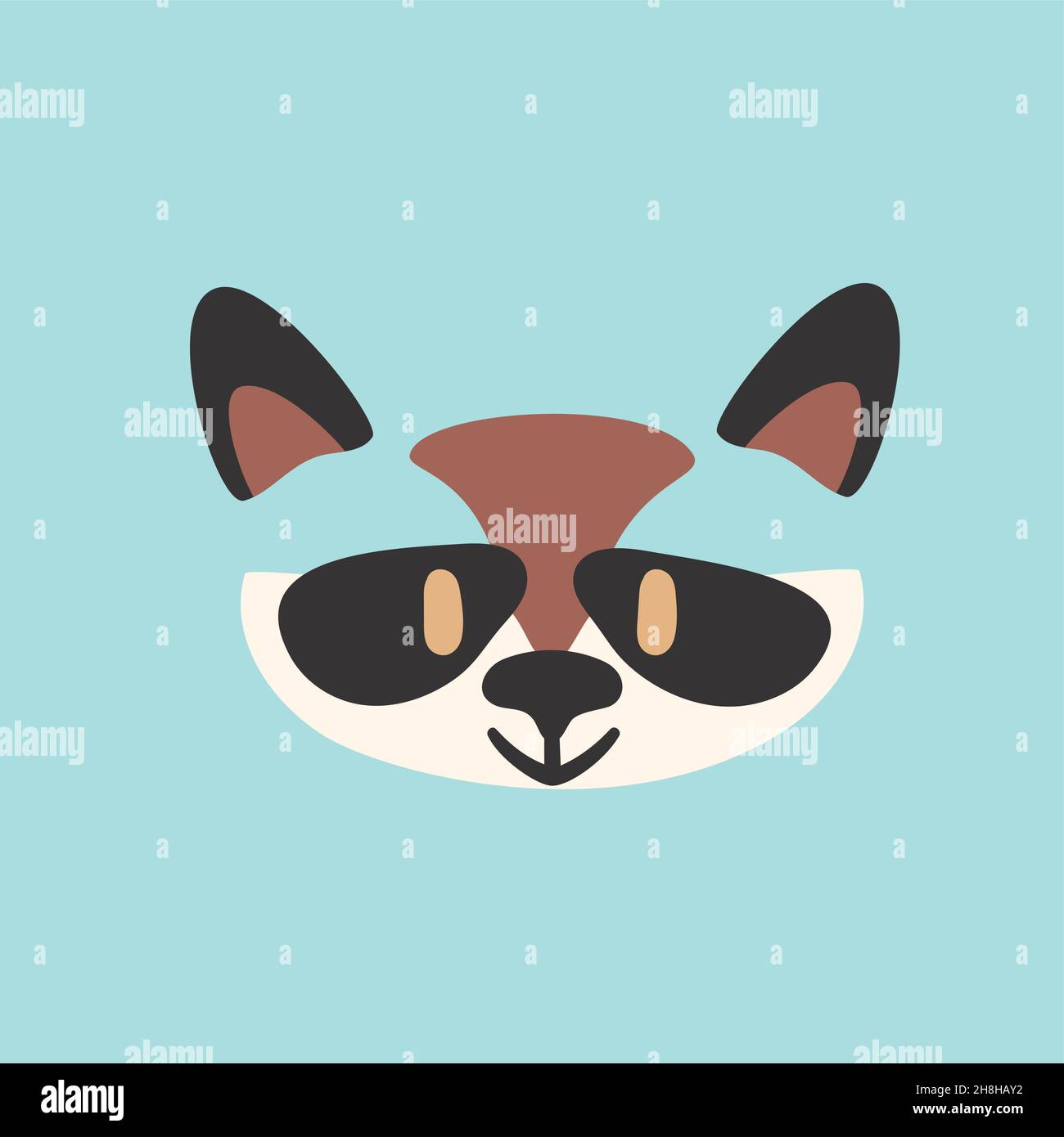 Raccoon simple face. Scandinavian style portraits, vector illustration ...