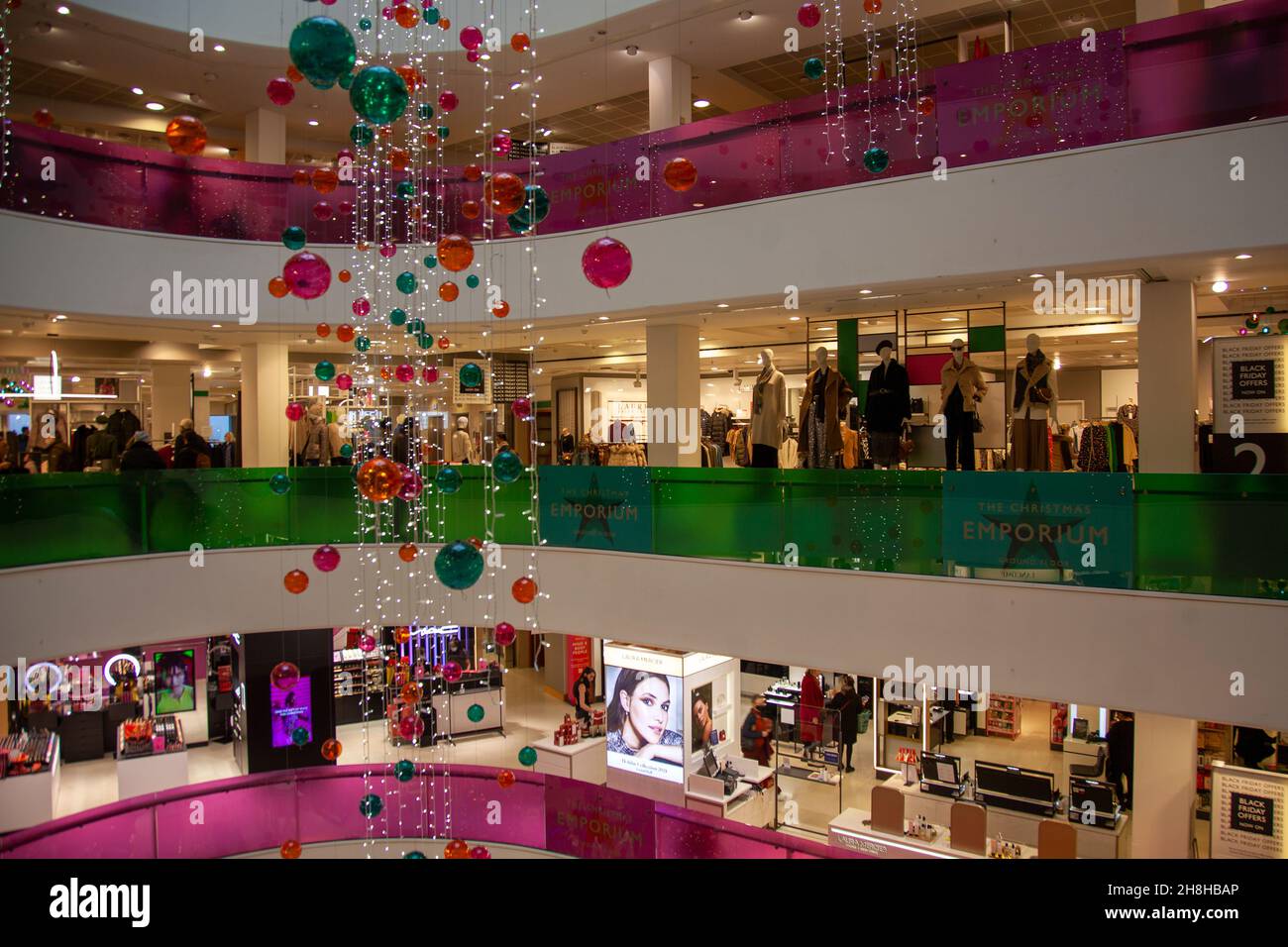 Peter Jones Floors with Xmas Decor - London, UK Stock Photo - Alamy