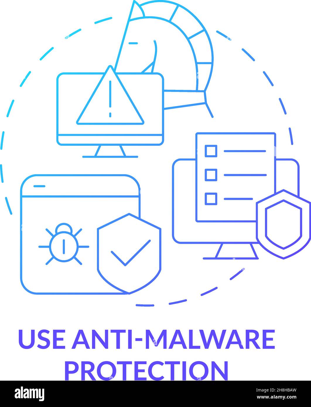 Anti-malware protection software blue gradient concept icon Stock ...