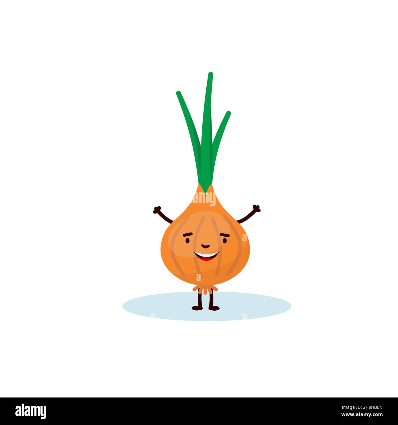 Vector flat illustration of cheerful cartoon onion vegetable isolated ...