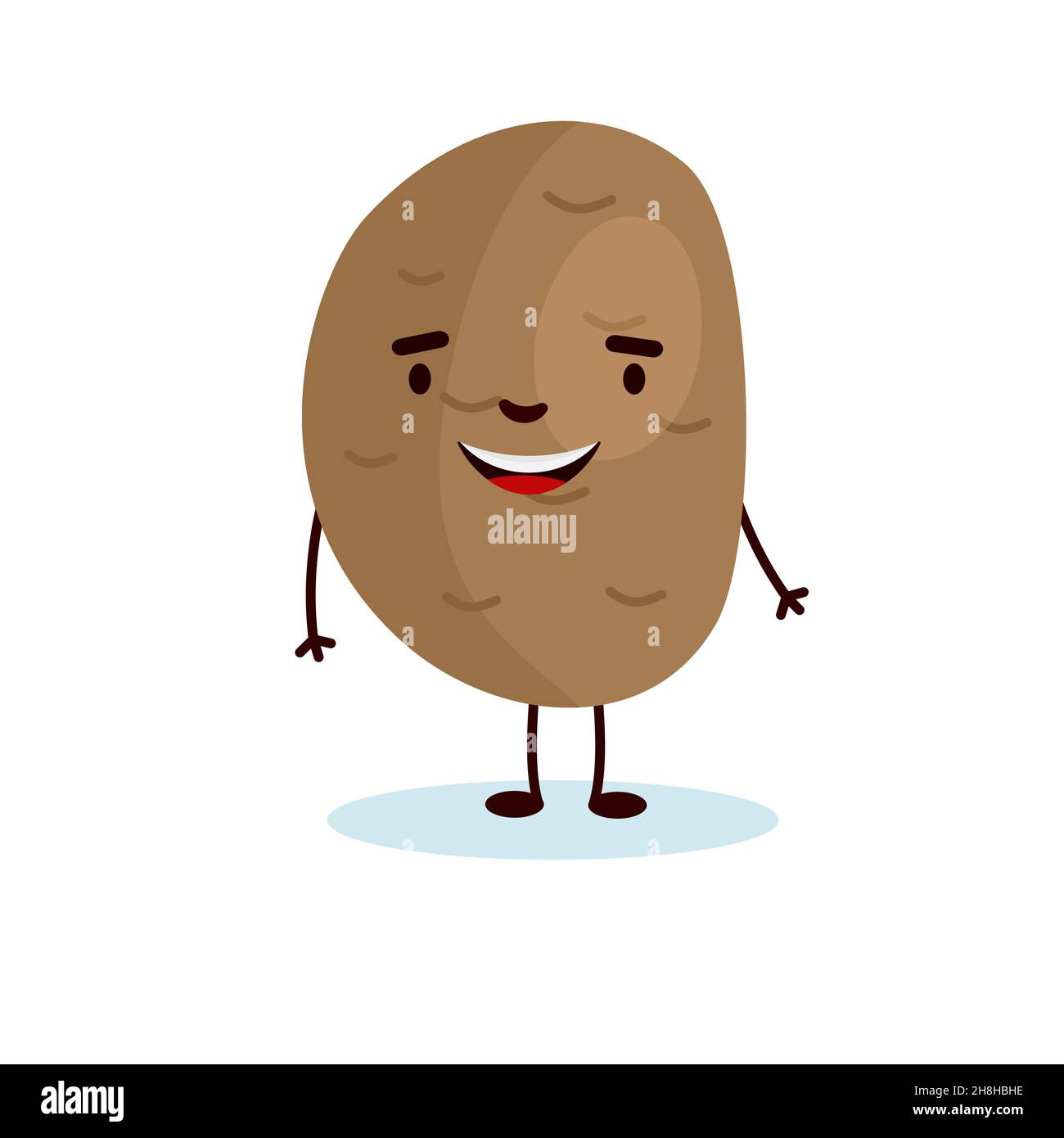Vector flat illustration of cheerful cartoon potato isolated on white ...