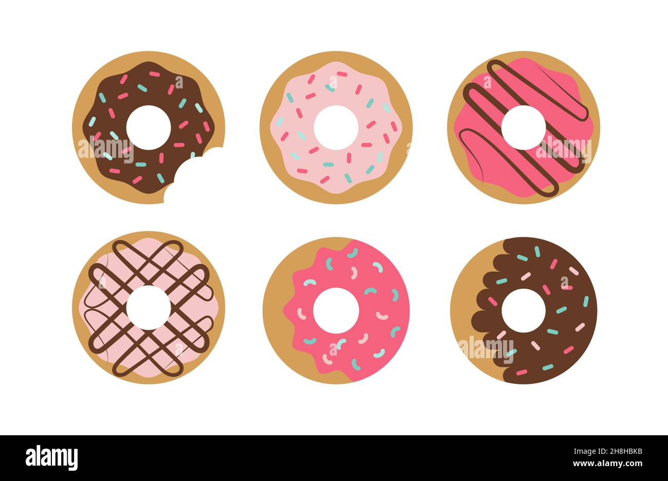 Set of cartoon colorful donuts isolated on white background. esp Stock ...