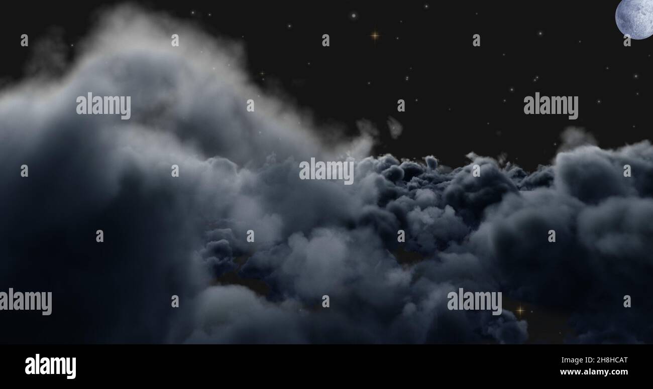 Composition of cloudy sky at night with copy space Stock Photo - Alamy