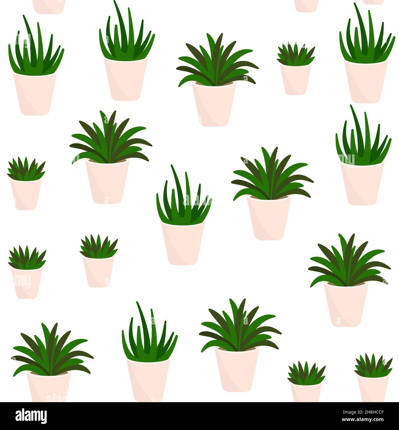 Houseplants seamless pattern. Repetitive vector illustration of various ...
