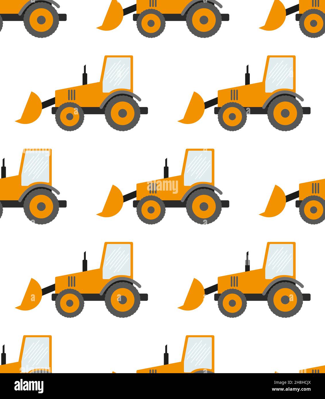 Seamless Pattern With Construction Tracks: Dipper, Bulldozer, Tractor ...