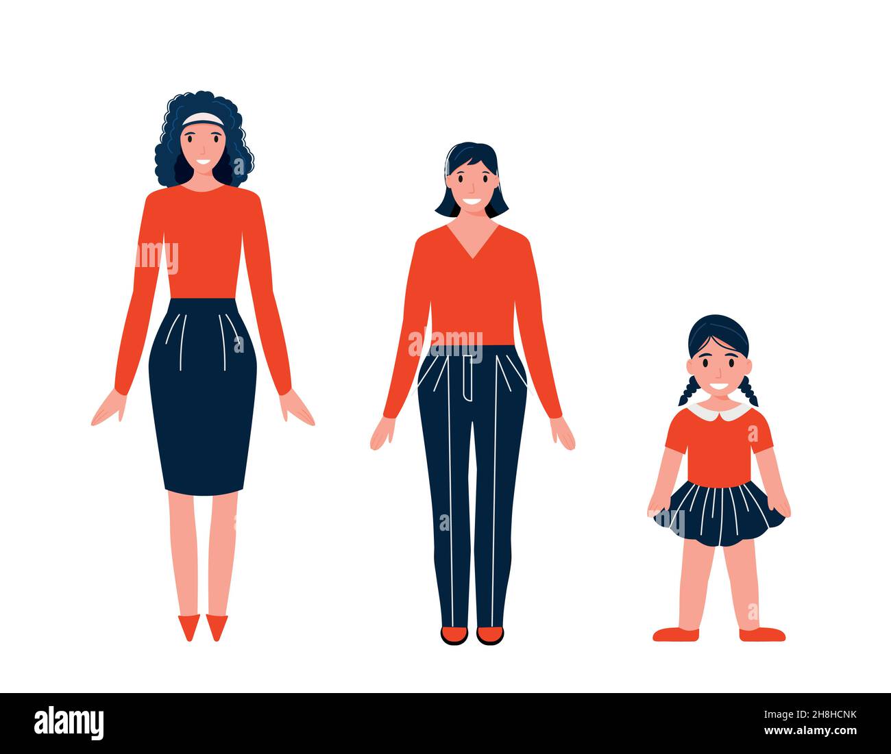 Grandmother Daughter And Granddaughter Flat Illustration Eps 10 Stock