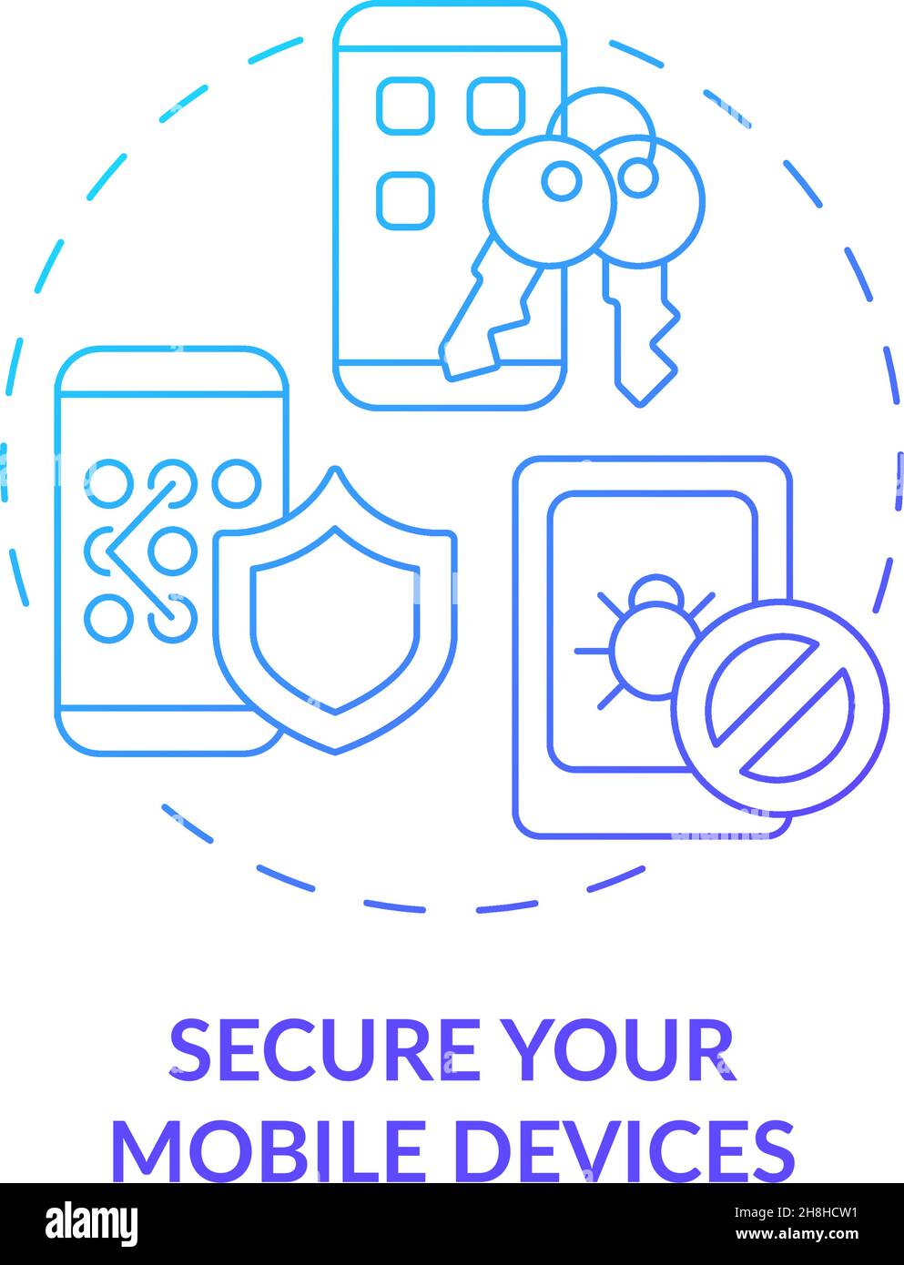 Mobile devices security providing blue gradient concept icon Stock ...