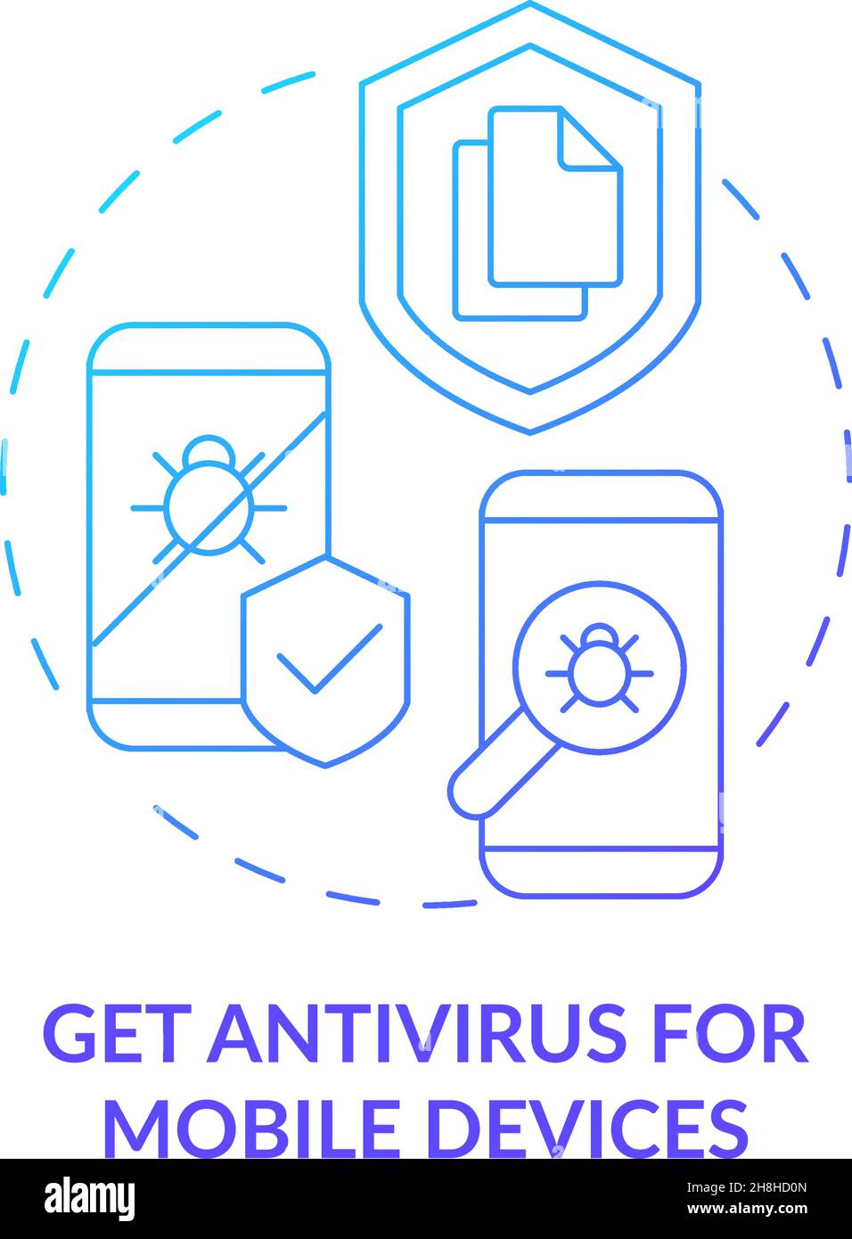 Installing antivirus for mobile devices blue concept icon Stock Vector ...