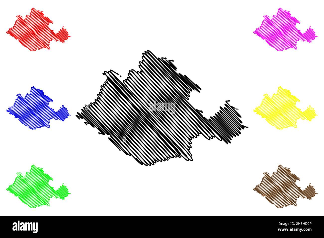 Gonda district (Uttar Pradesh State, Republic of India) map vector ...