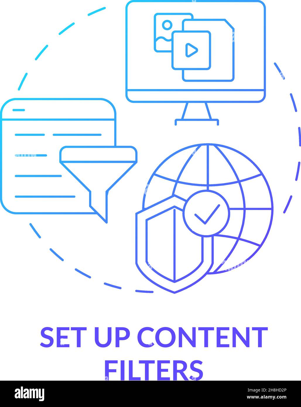 Content filters online safety blue gradient concept icon Stock Vector ...