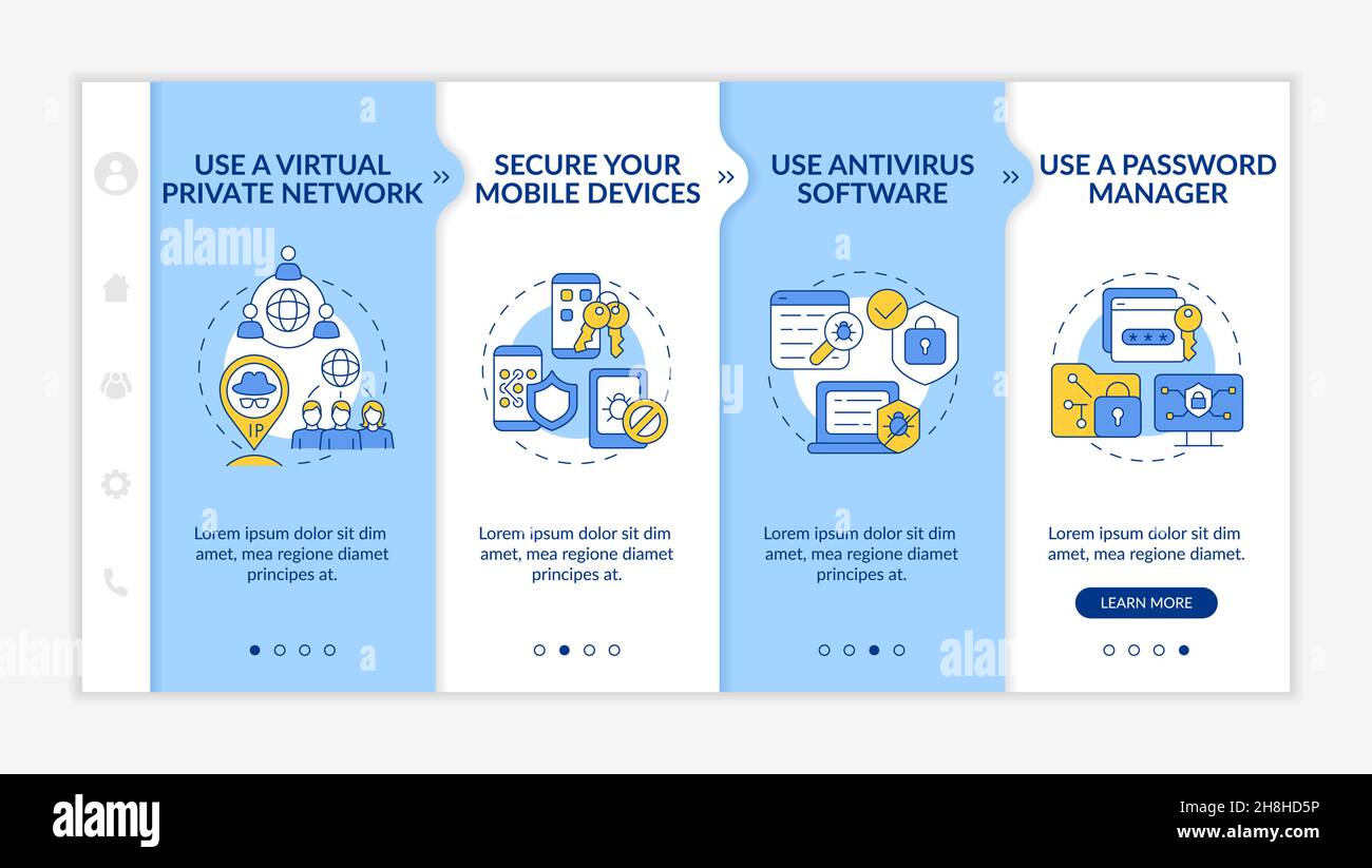 Internet surfing safety tips onboarding vector template Stock Vector ...