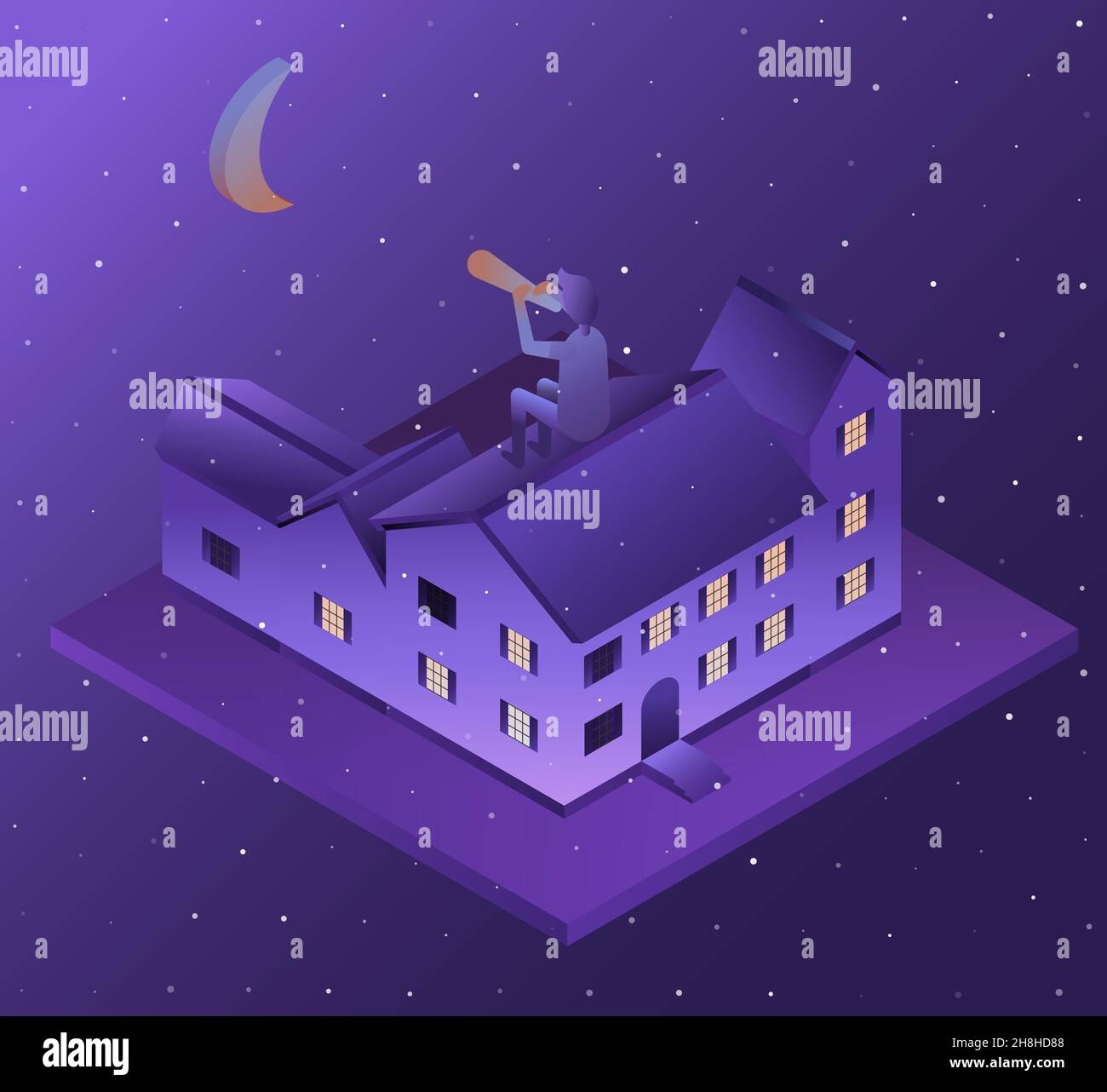 Cartoon skyscraper night in art hi-res stock photography and images - Alamy