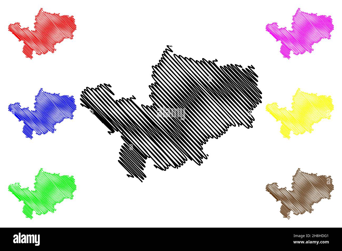 Ghaziabad district (Uttar Pradesh State, Republic of India) map vector ...