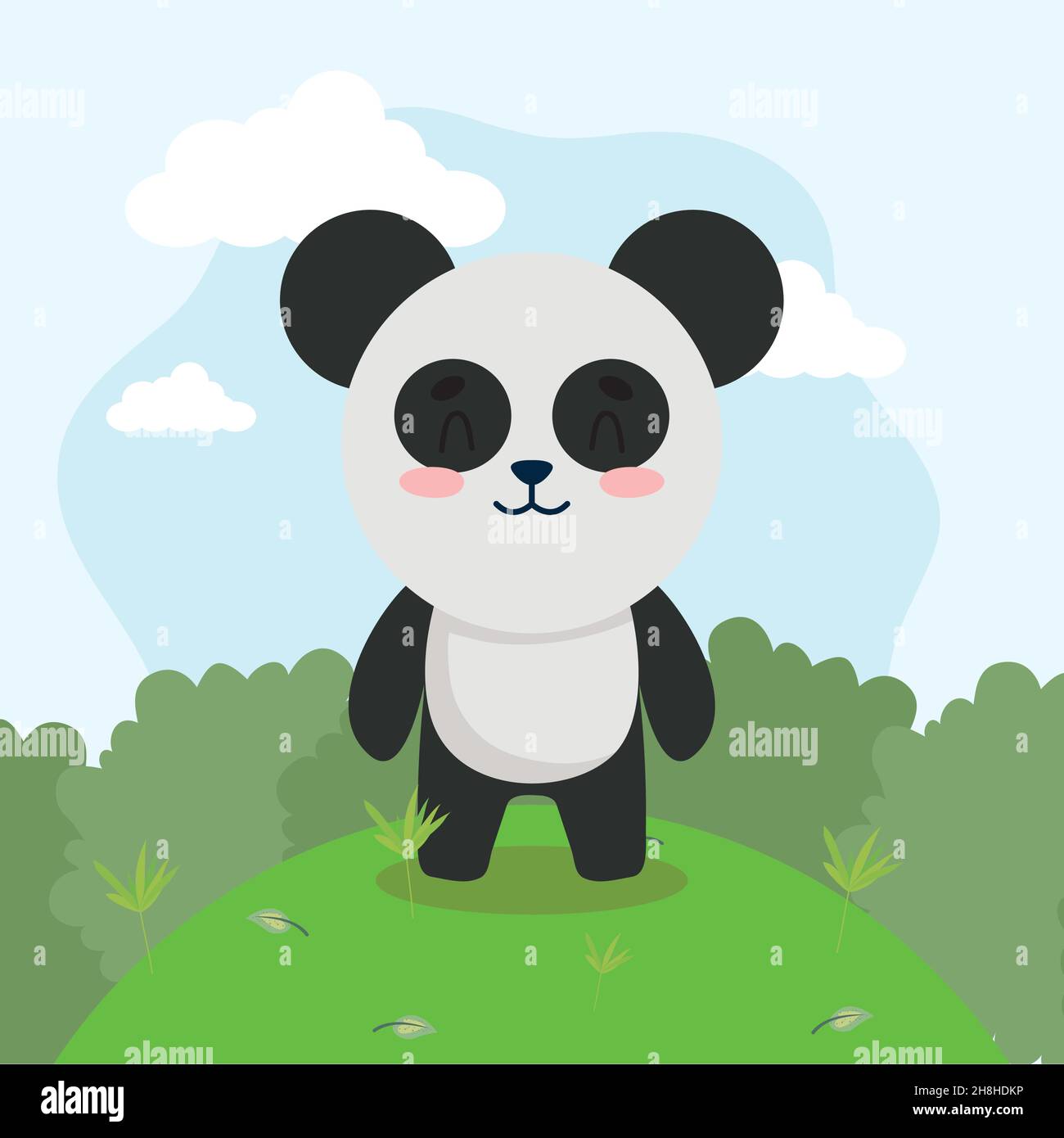 panda bear poster on forest Stock Vector Image & Art - Alamy