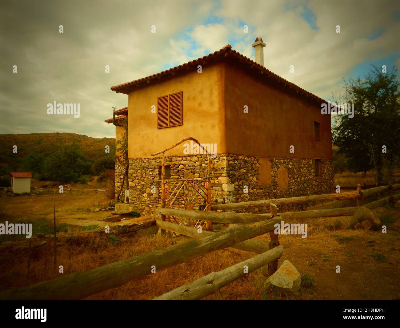freshly restored facade of a mud house Stock Photo - Alamy