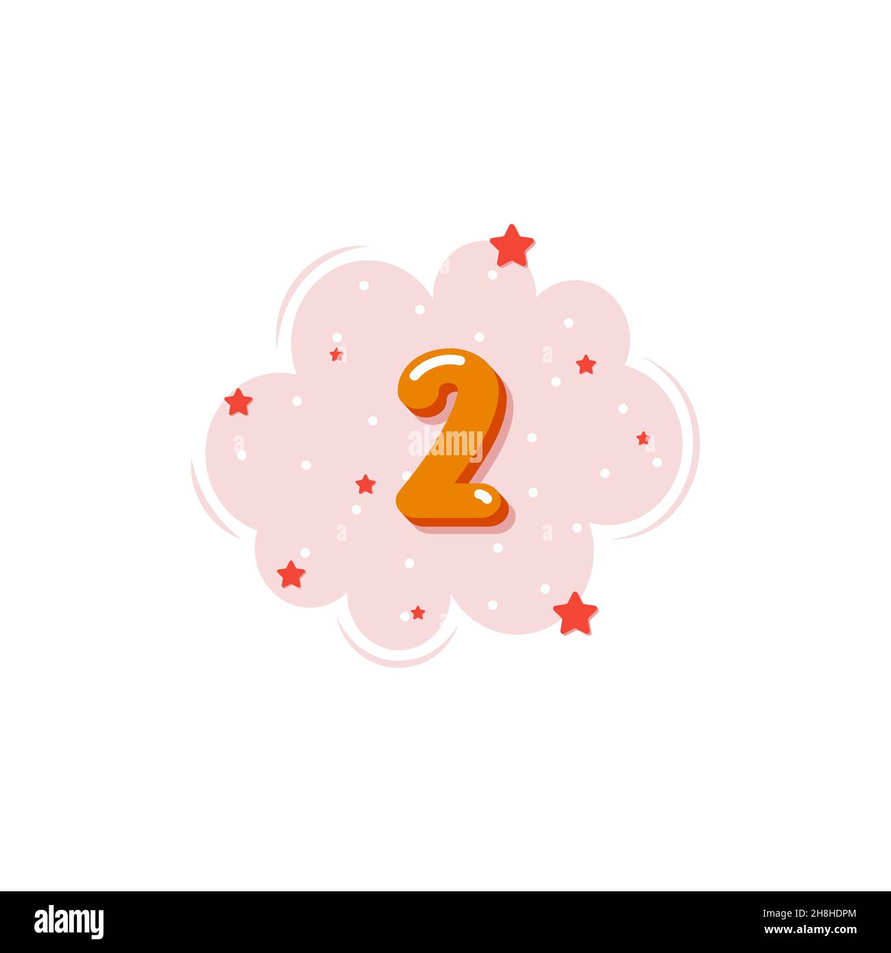 Colorful cartoon 2 numbers for kids, for greeting cards.Vector ...