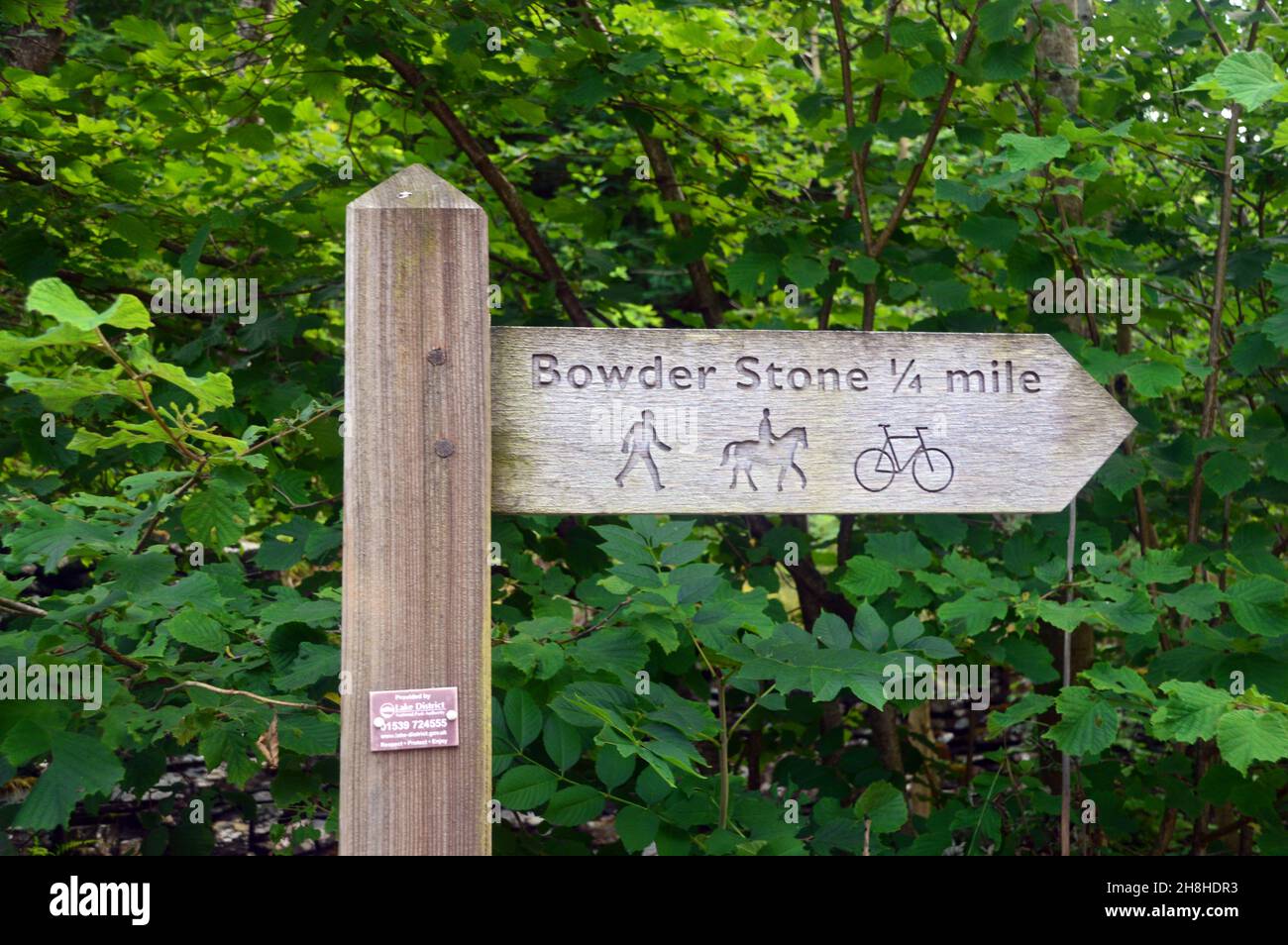 Wooden Signpost for the Bowder Stone from Bowderstone Car Park in ...