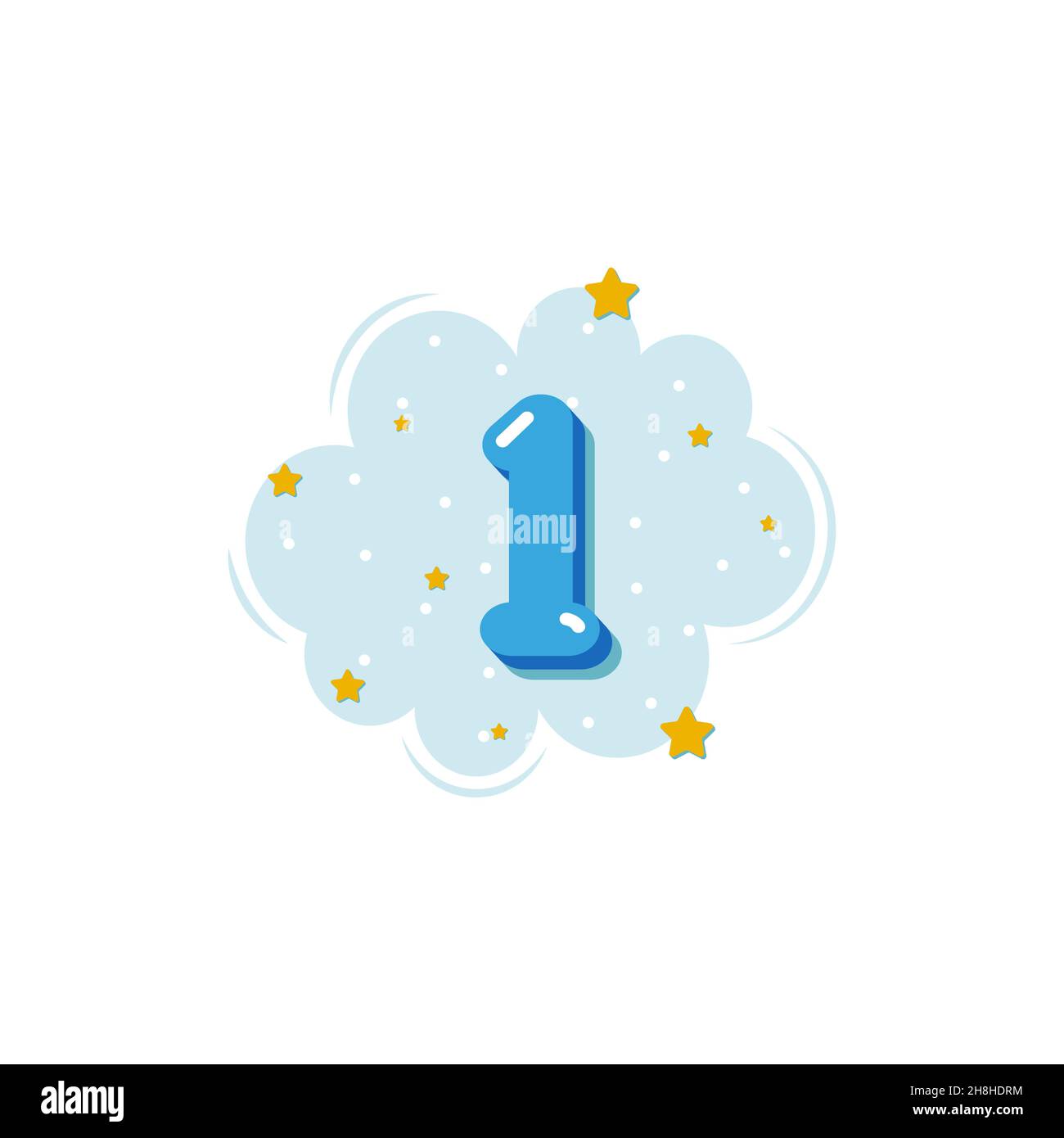 Colorful cartoon 1 numbers for kids, for greeting cards.Vector ...