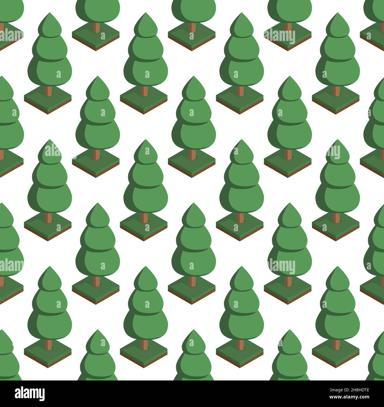 Seamless vector pattern in trees isometric. Forest on a white ...