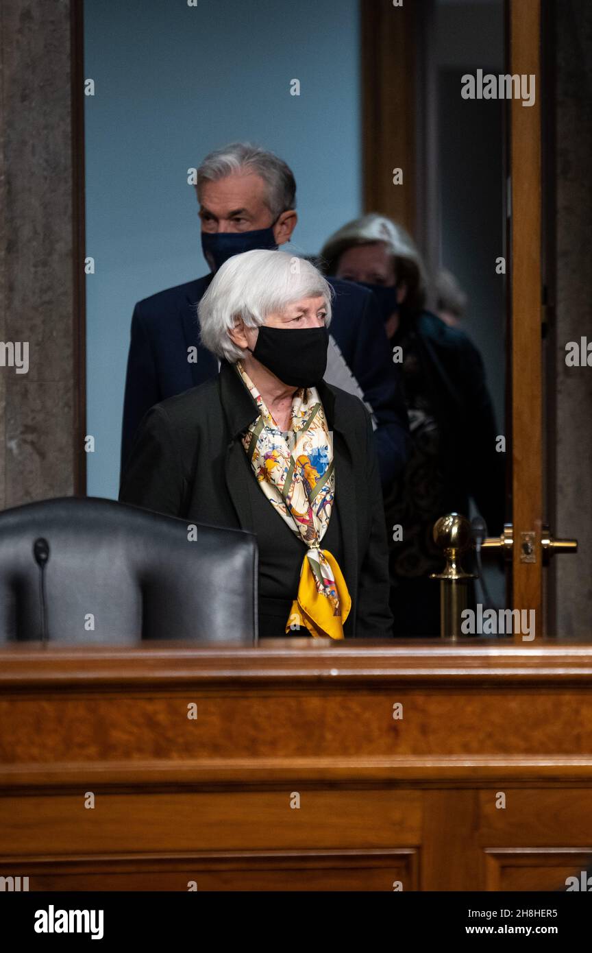 Washington, USA. 30th Nov, 2021. Treasury Secretary Janet Yellen and ...
