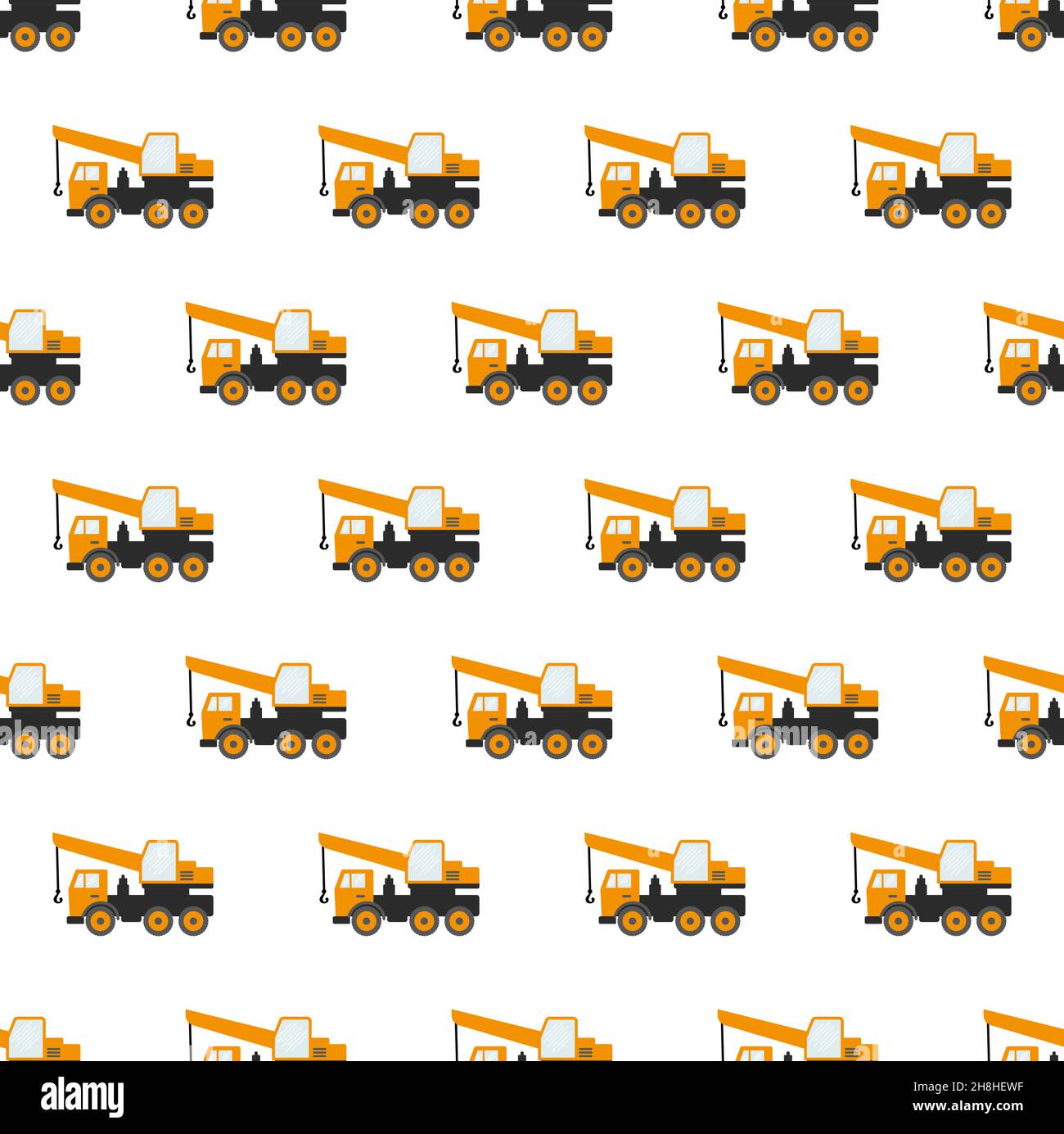 Seamless Pattern With Construction Tracks: Dipper, Bulldozer, Tractor ...
