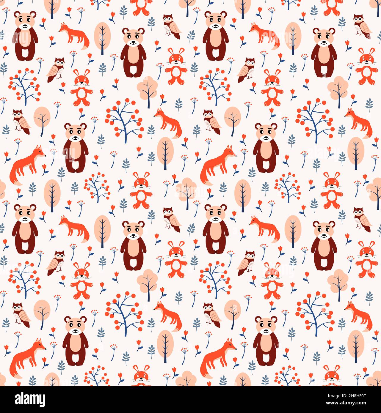Vector Scandinavian pattern. Animals, fox, bear wigwam mountains ...