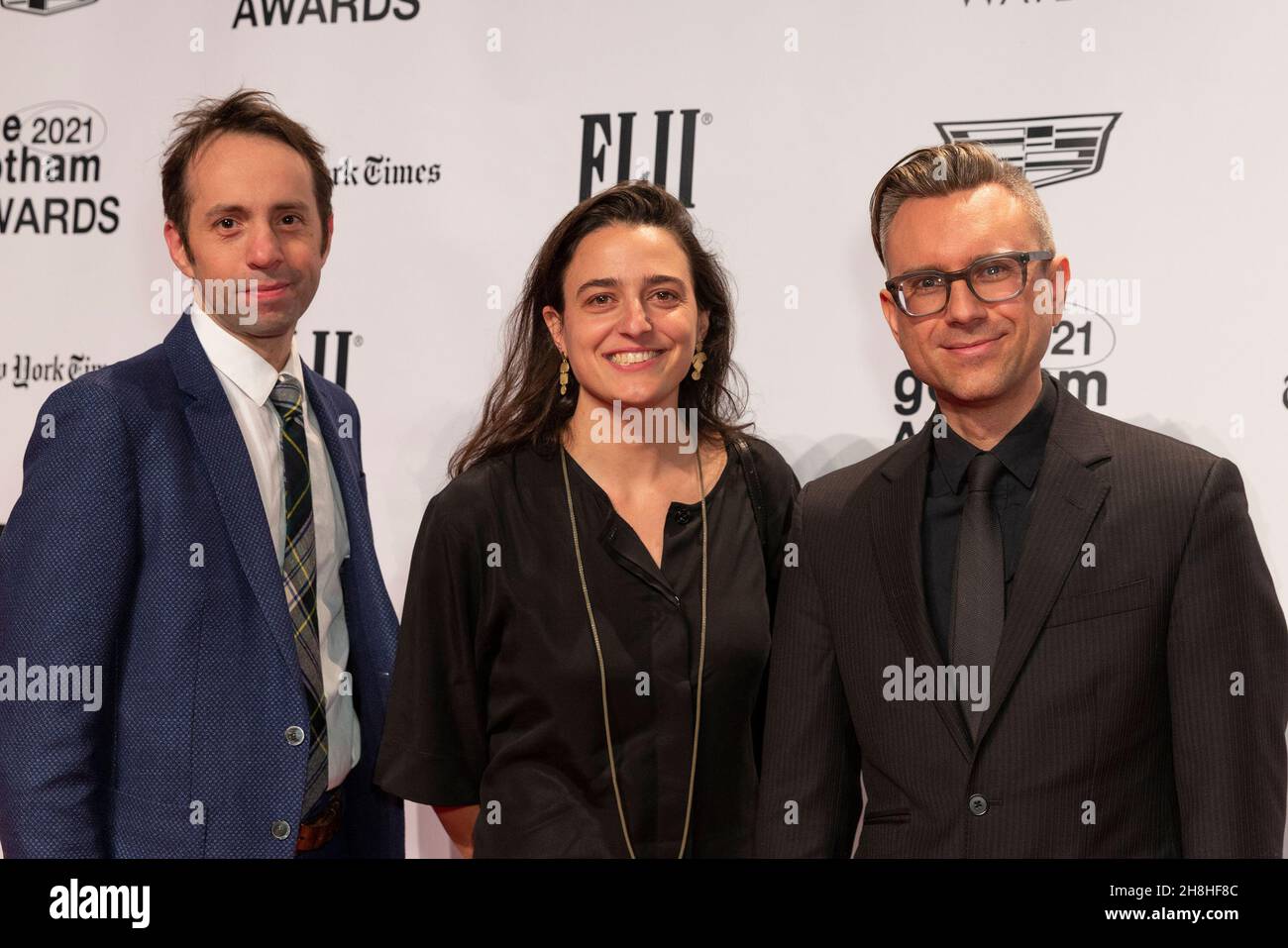 Yoni Brook, Nicole Salazar, Ted Passon attend the 2021 Gotham Awards at ...