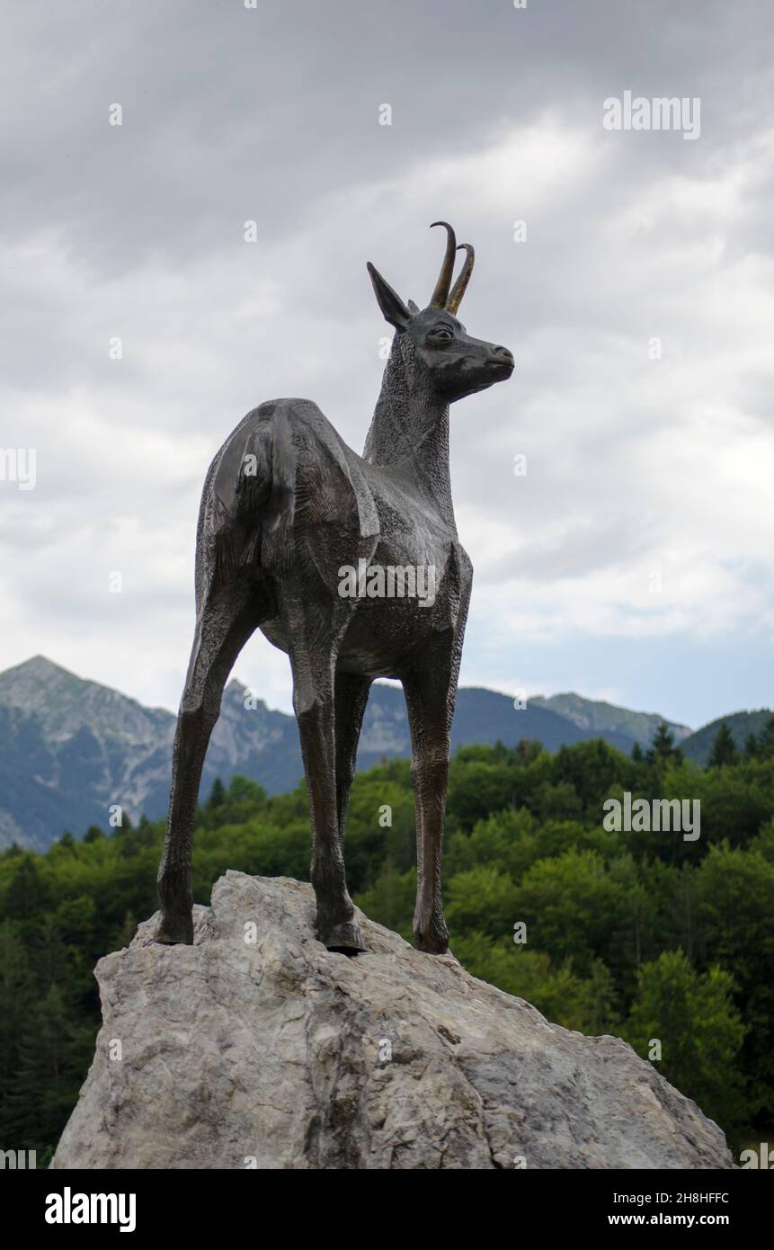 Gold Horn Statue Lake Bohinj Julian Alps Slovenia Stock Photo - Alamy