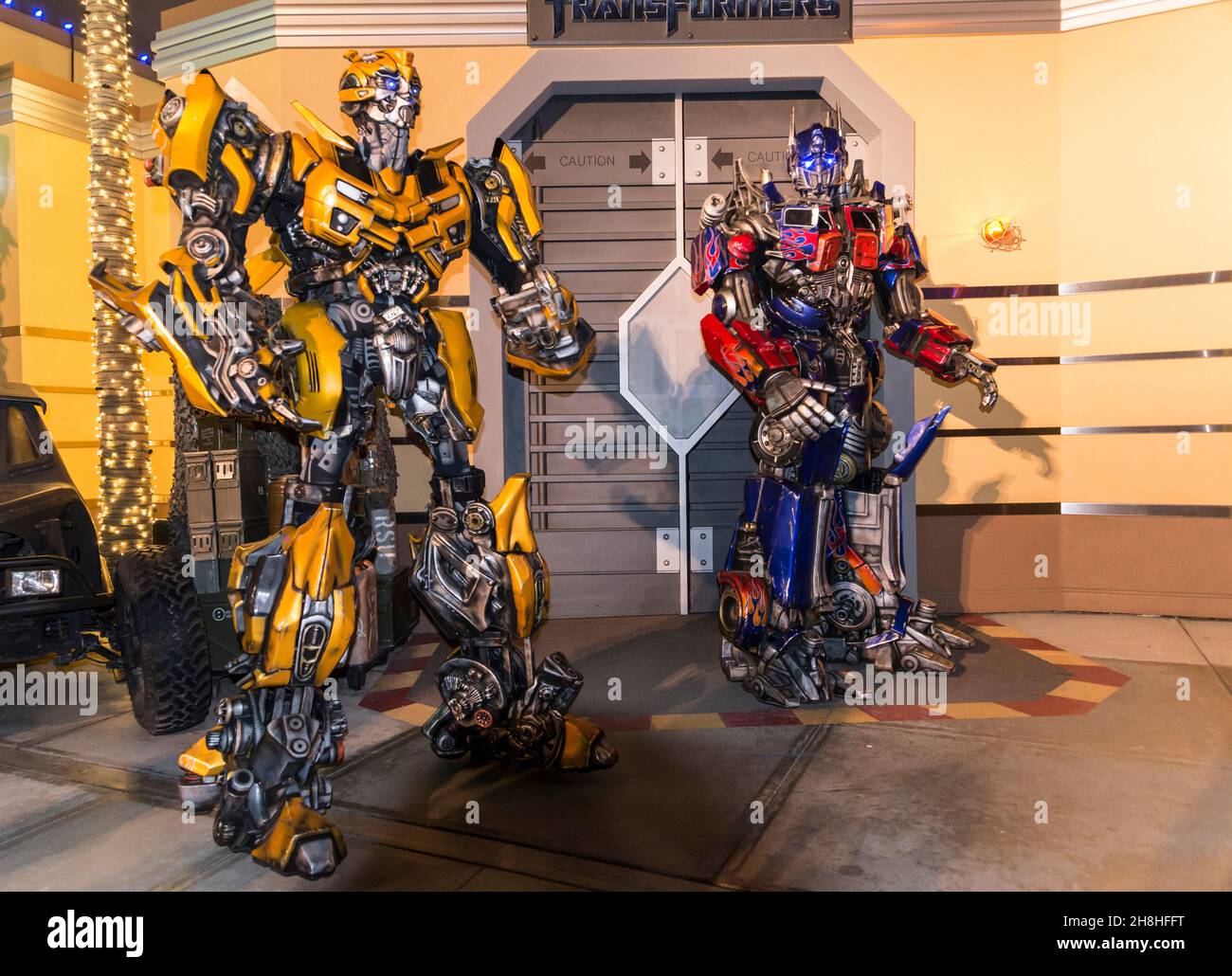 Optimus prime and bumble bee posing for the crowds for pictures Stock ...