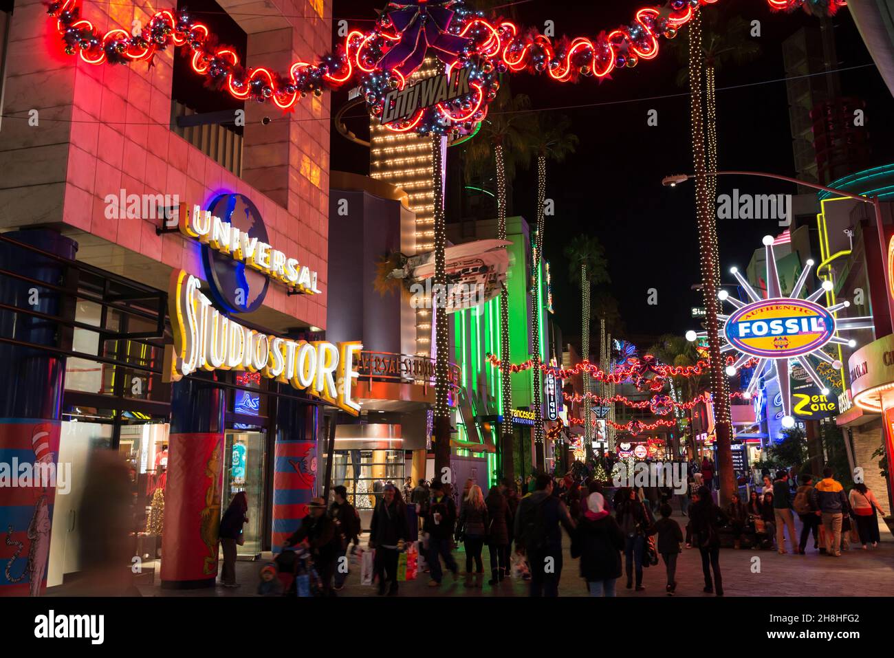 Busy night scene at citywalk Universal studion california Stock Photo ...