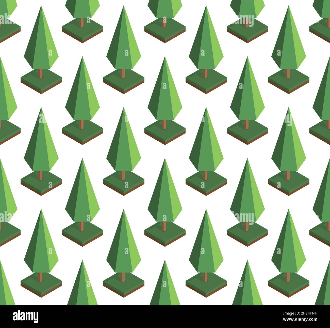 Seamless vector pattern in trees isometric. Forest on a white ...