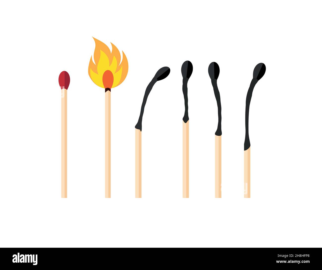 Matches vector, burned match, burning match, rest of the match eps ...