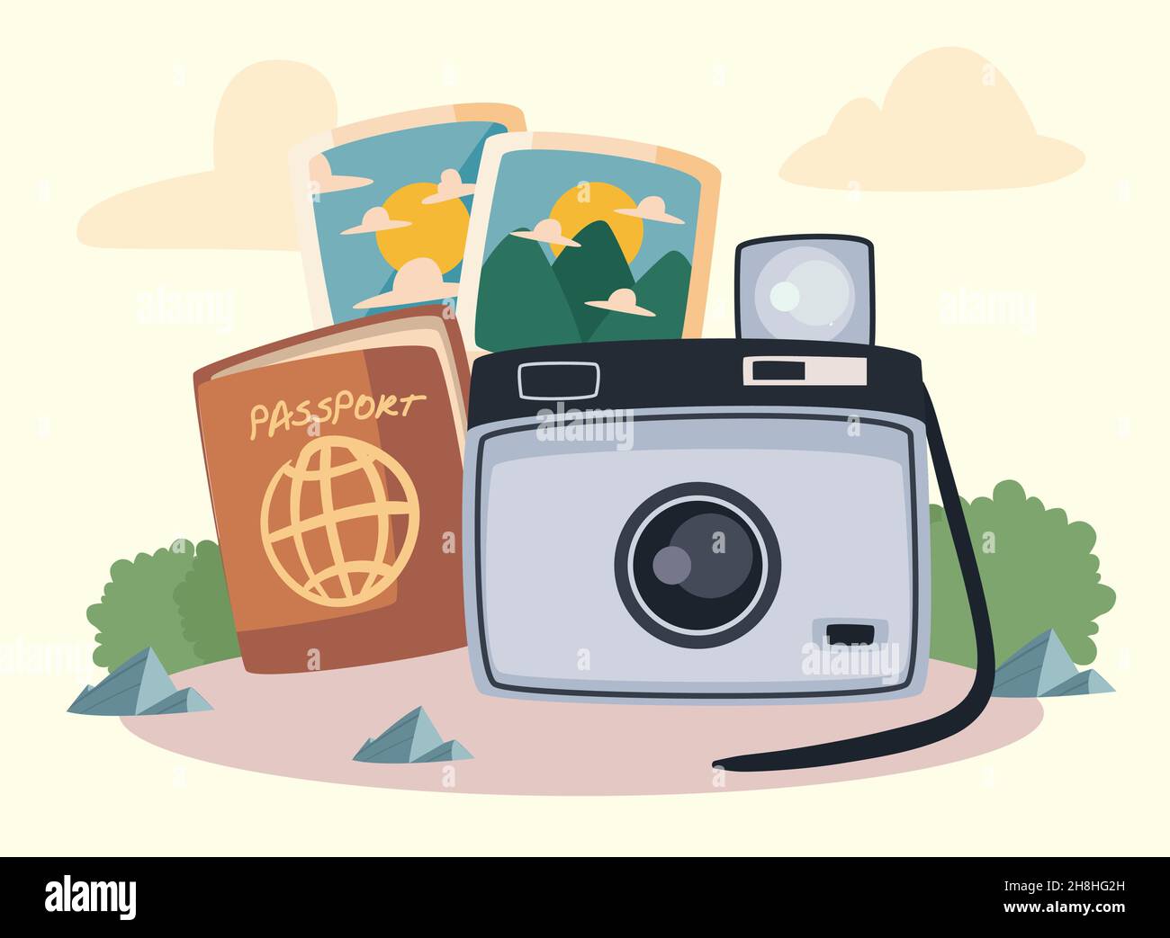 tourism items card with bushes Stock Vector Image & Art - Alamy