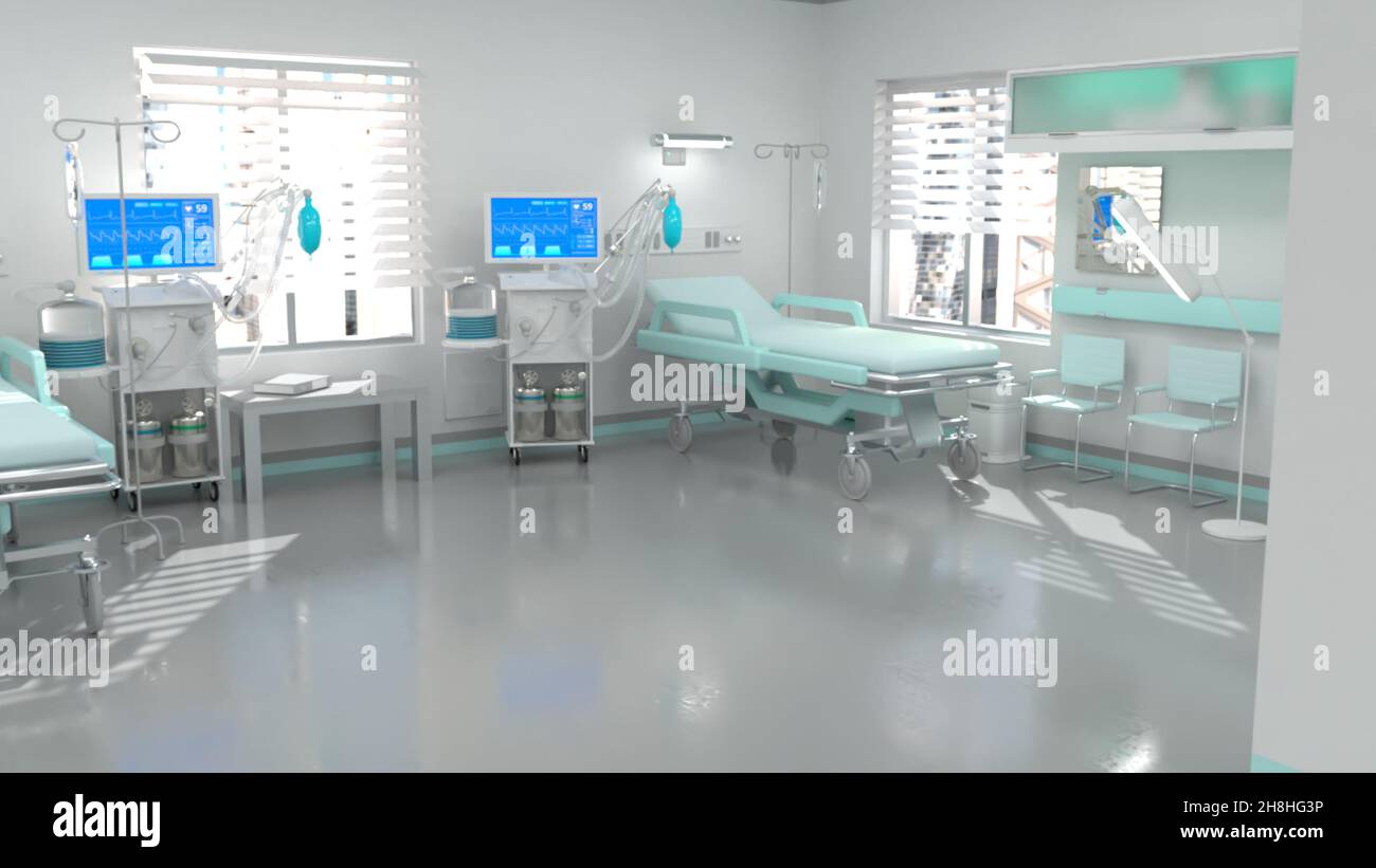 hi-tech clinic room, medical therapy - fictional concept abstract 3D ...