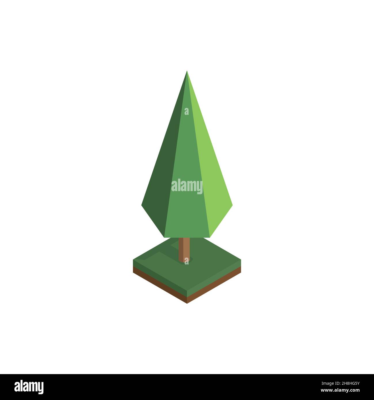 tree in isometric perspective, polygonal style, isolated on white ...